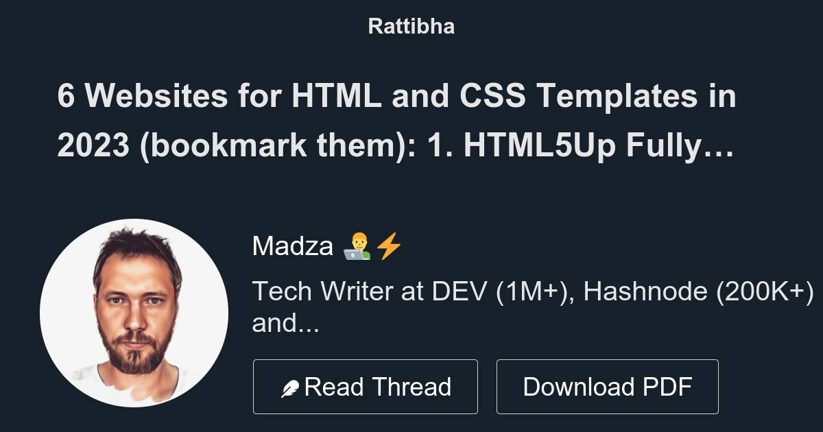 6 Websites for HTML and CSS Templates in 2023 (bookmark them): - Thread ...