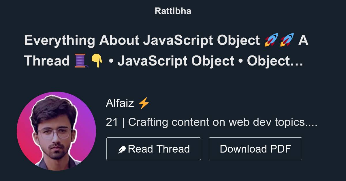 Everything About Javascript Object ๐๐ A Thread ๐งต๐ โข Javascript Object 4191