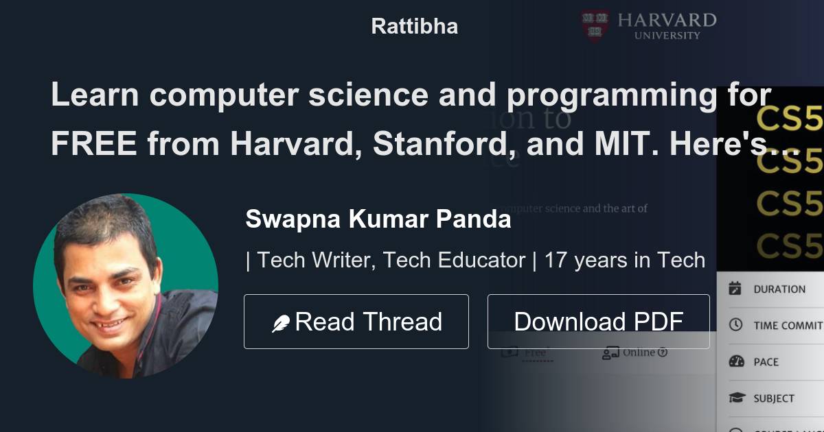 Learn computer science and programming for FREE from Harvard, Stanford, and MIT. Here's how ...