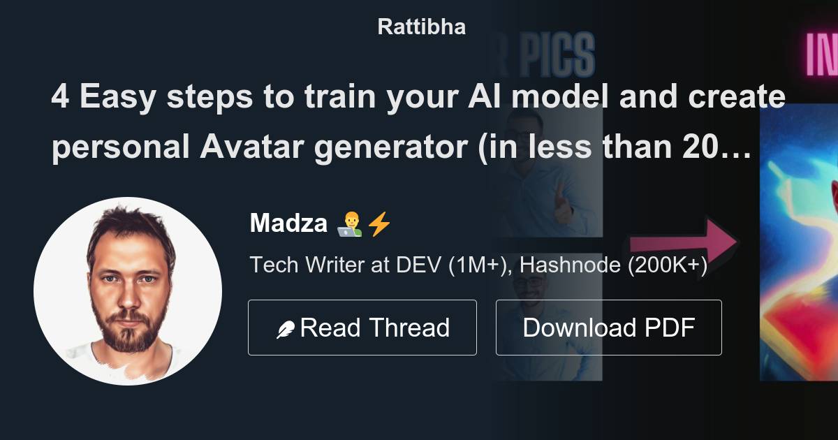 4 Easy steps to train your AI model and create personal Avatar generator (in less than 20 mins ...