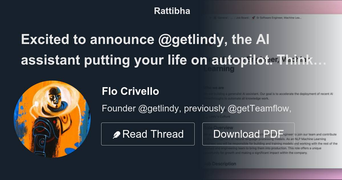Excited to announce @getlindy, the AI assistant putting your life on ...