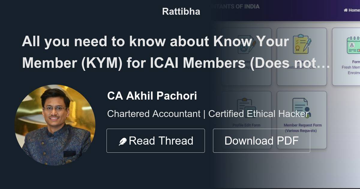 All you need to know about Know Your Member (KYM) for ICAI Members ...