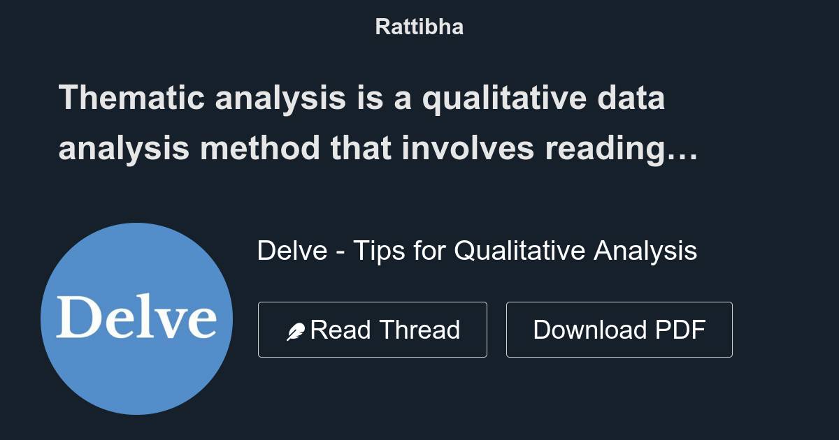 Thematic analysis is a qualitative data analysis method that involves reading through a data set ...