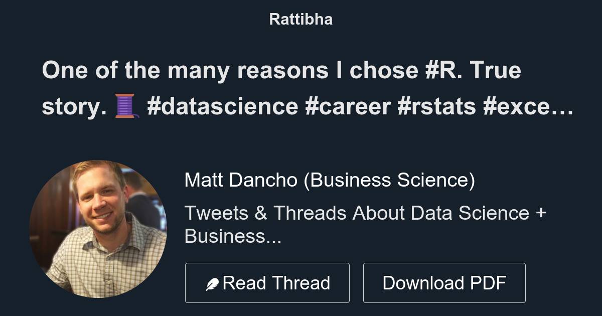 One of the many reasons I chose #R. True story. 🧵 #datascience #career #rstats #excel - Thread ...