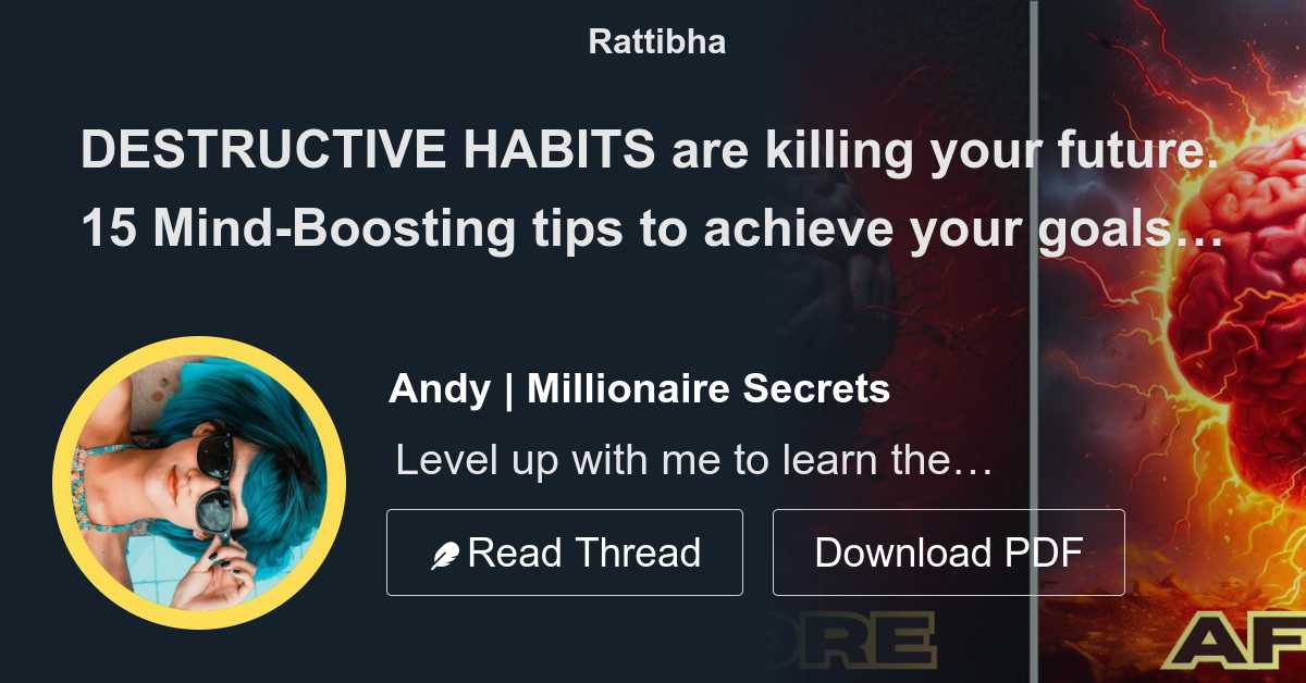 DESTRUCTIVE HABITS are killing your future. 15 Mind-Boosting tips to ...
