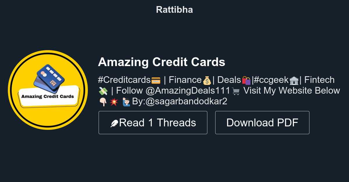 Threads from Amazing Credit Cards - Rattibha