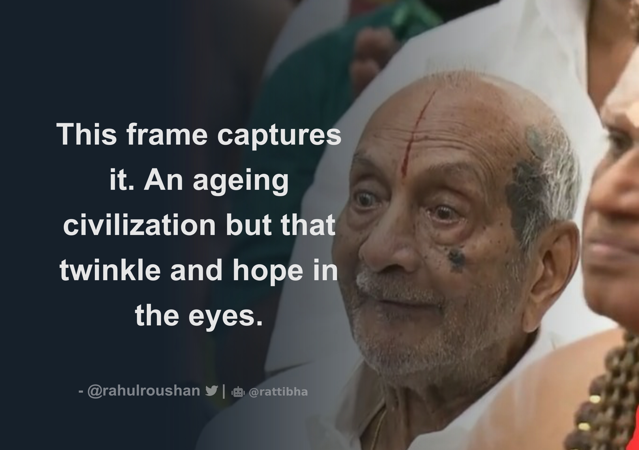 This frame captures it. An ageing civilization but that twinkle and ...