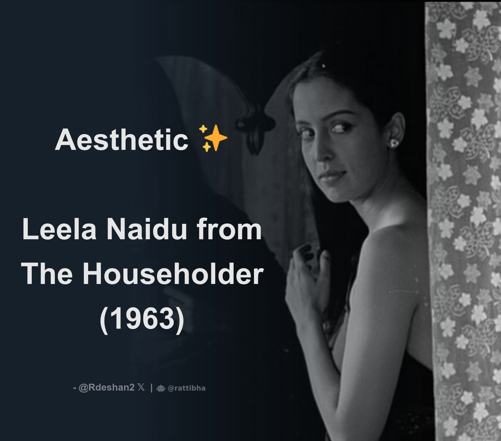 Aesthetic ️ Leela Naidu from The Householder (1963) - Download Tweet Image from Ravindu Deshan ...