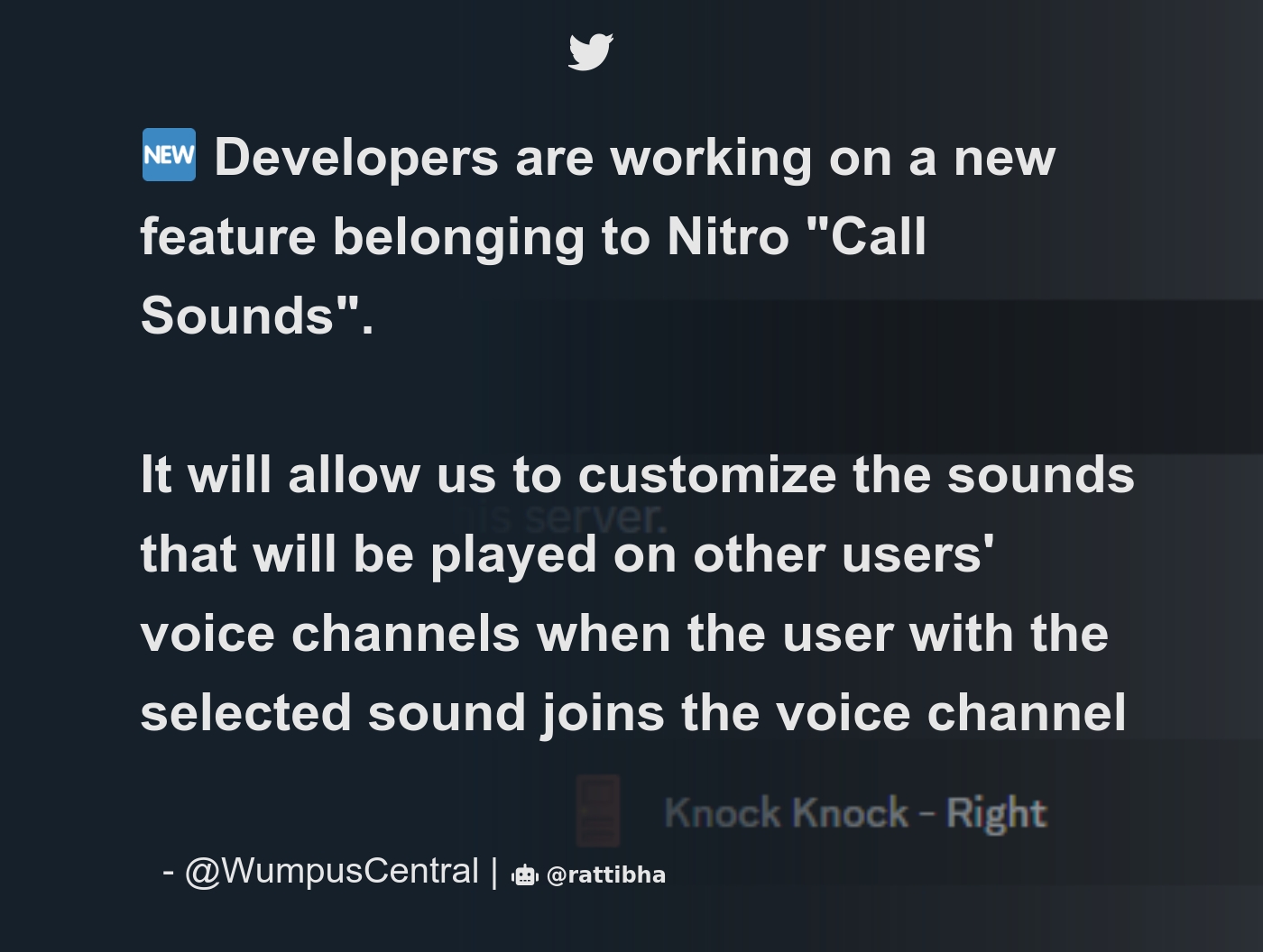 🆕 Developers are working on a new feature belonging to Nitro "Call Sounds". It will allow us to ...