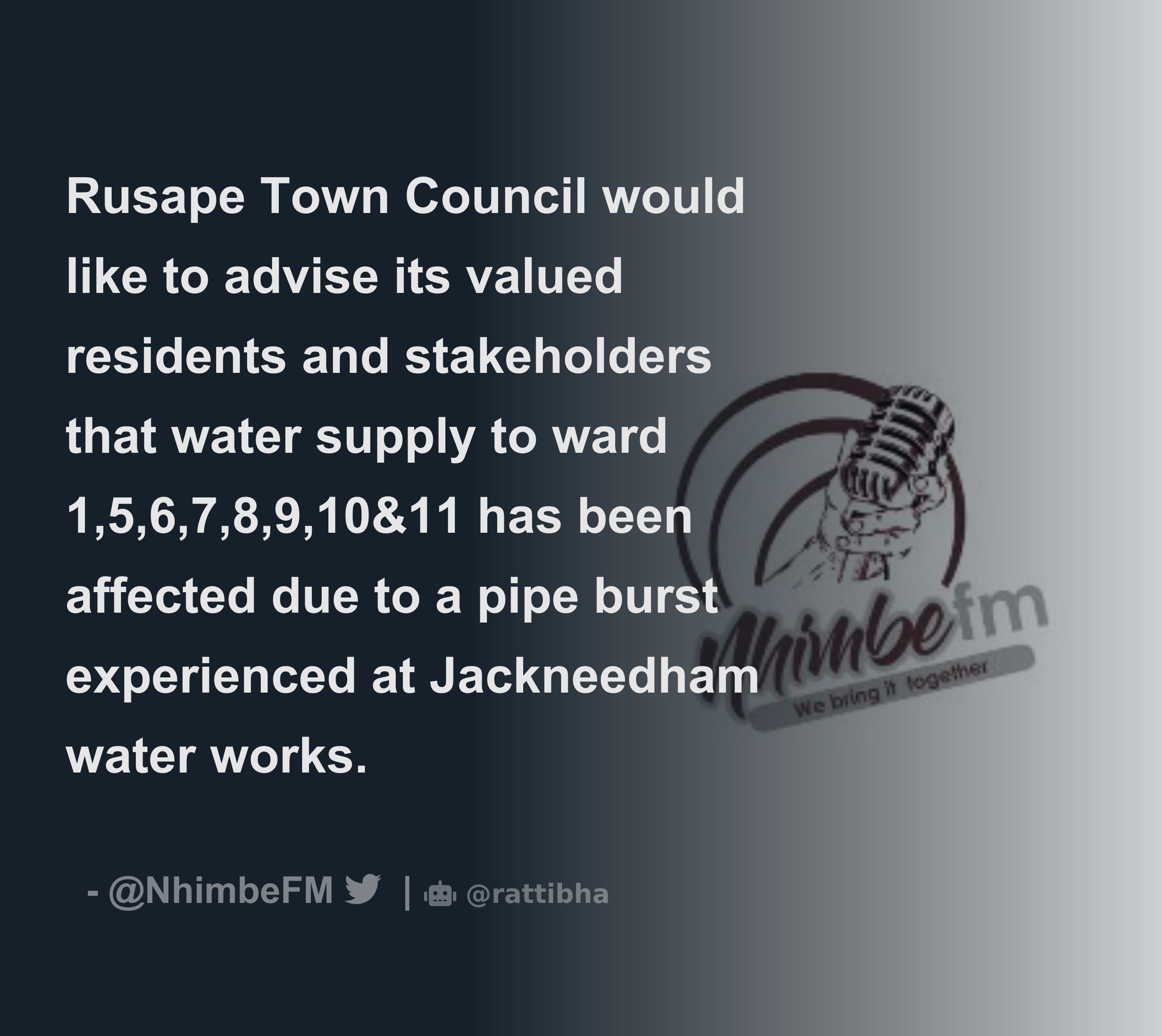 Rusape Town Council would like to advise its valued residents and ...