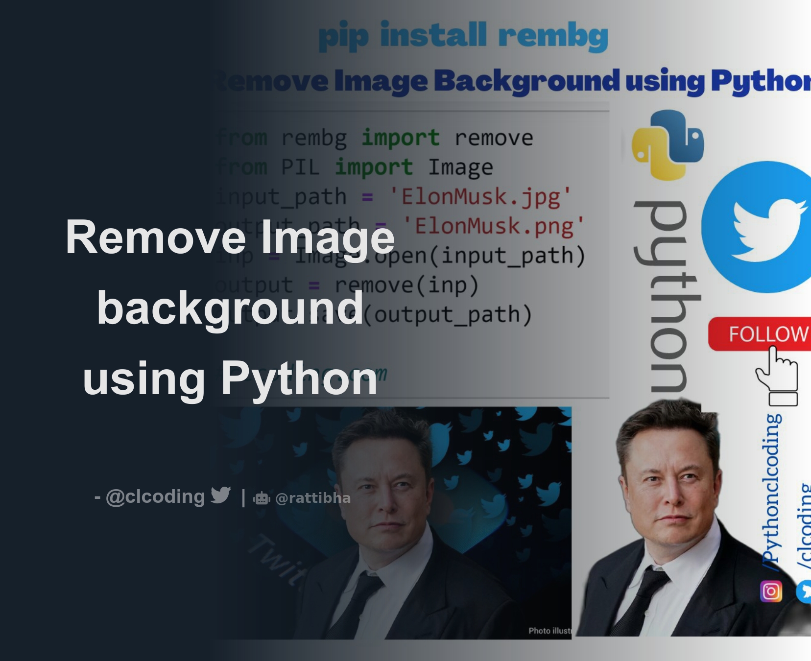 Remove Image background using Python - Download Tweet Image from Python Coding @clcoding - Rattibha