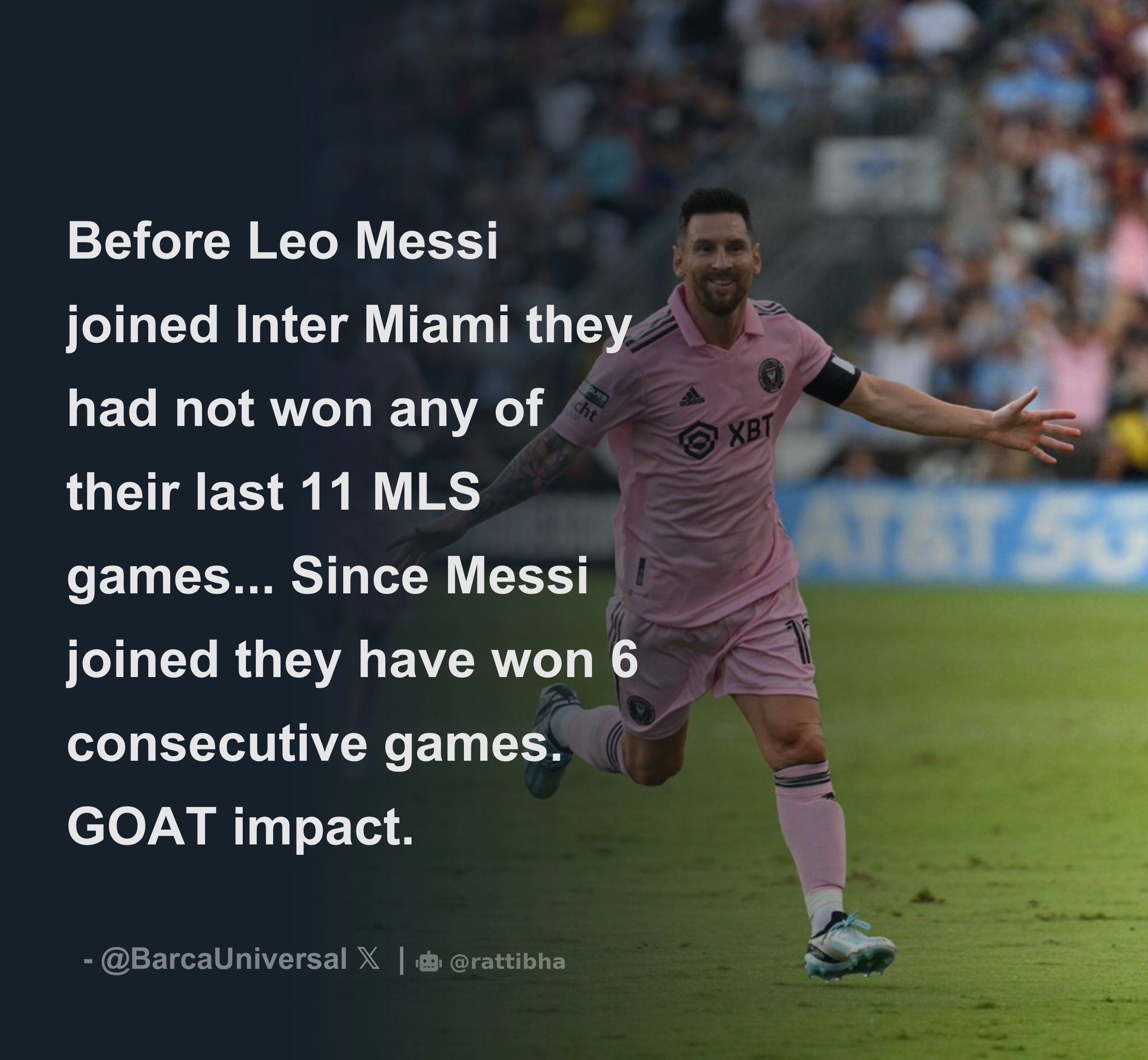 Before Leo Messi joined Inter Miami they had not won any of their last 11 MLS games... Since ...