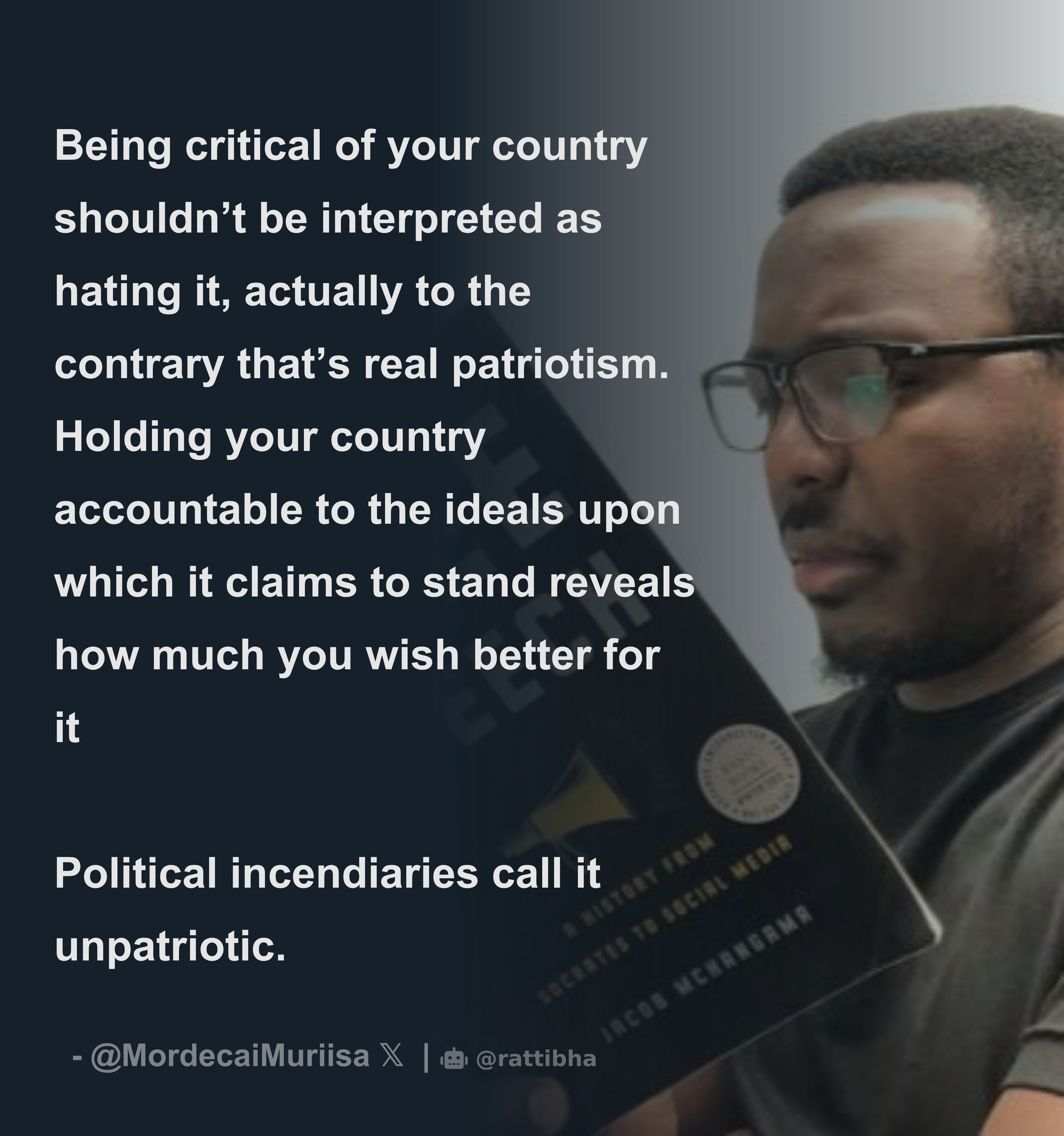 Being critical of your country shouldn’t be interpreted as hating it ...