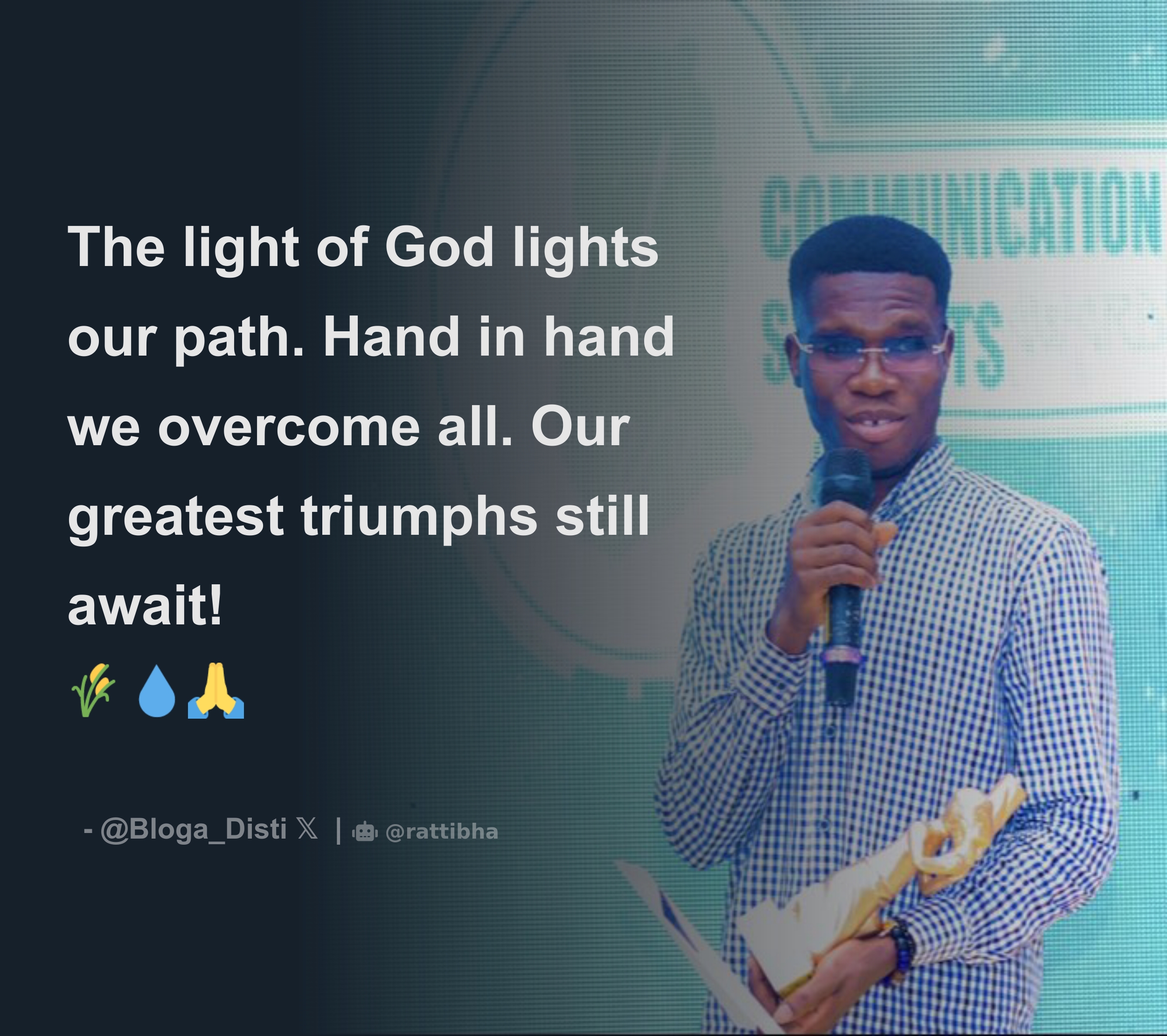 The light of God lights our path. Hand in hand we overcome all. Our ...