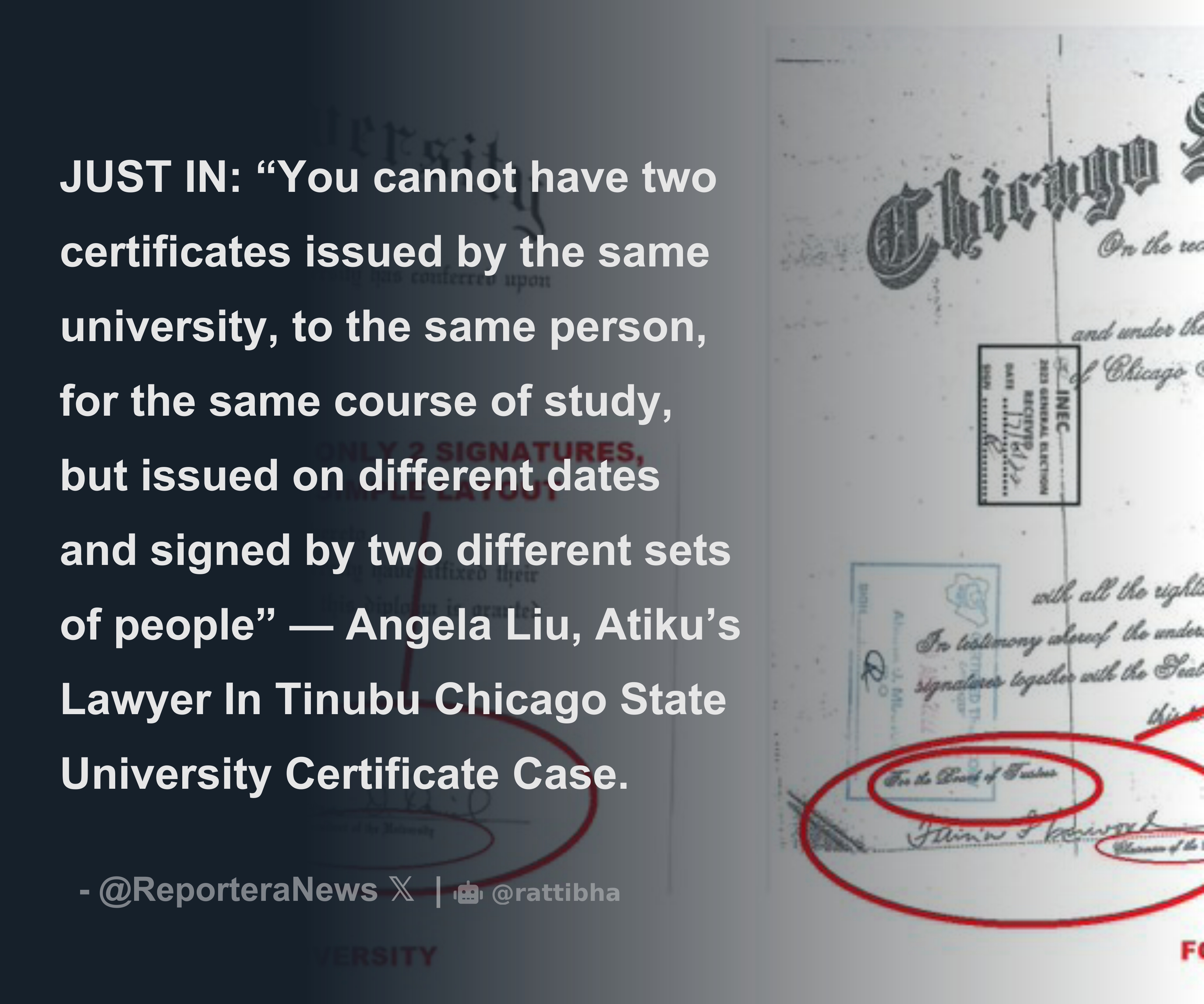 JUST IN: “You cannot have two certificates issued by the same ...