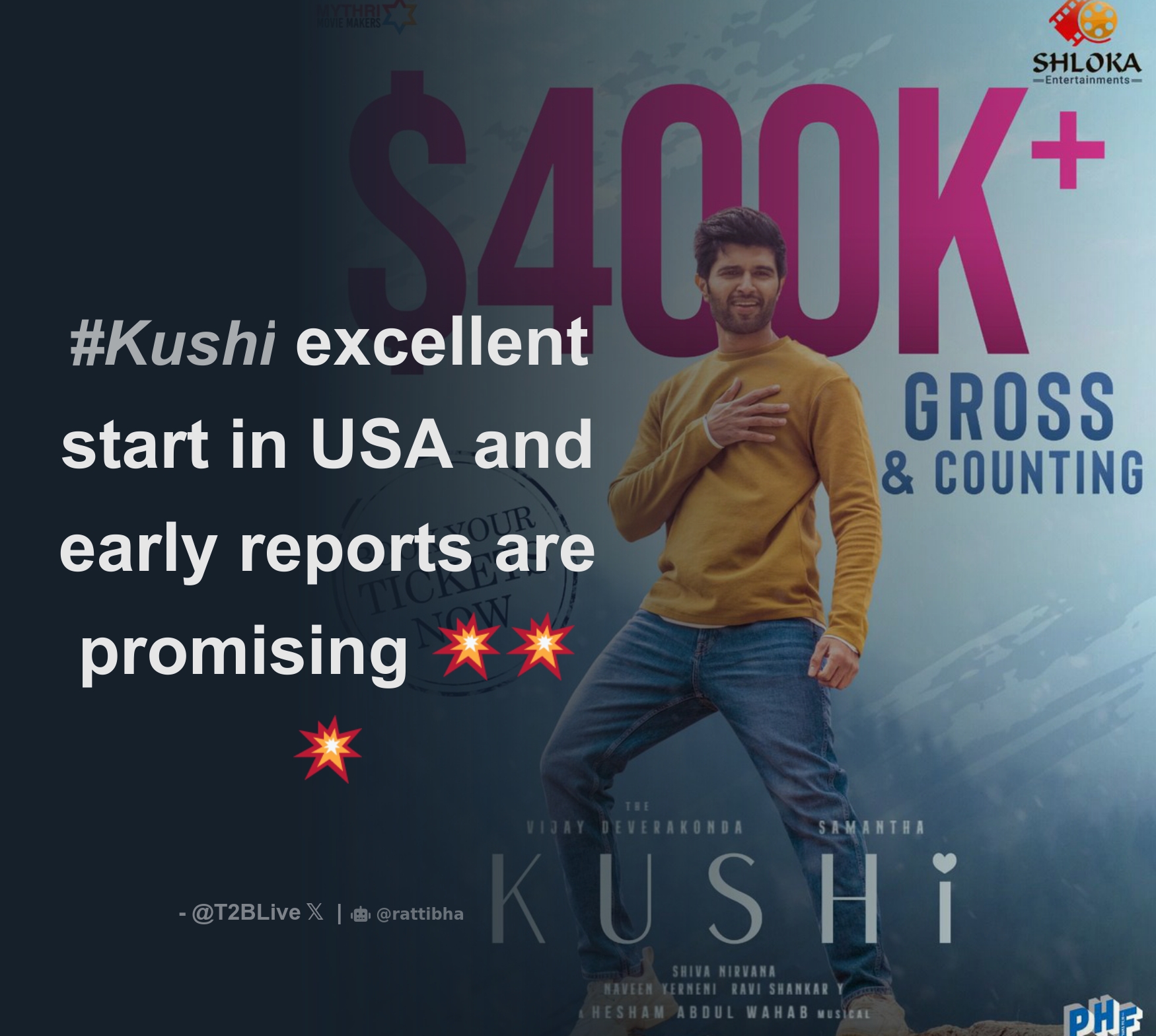 #Kushi excellent start in USA and early reports are promising 💥💥💥 ...