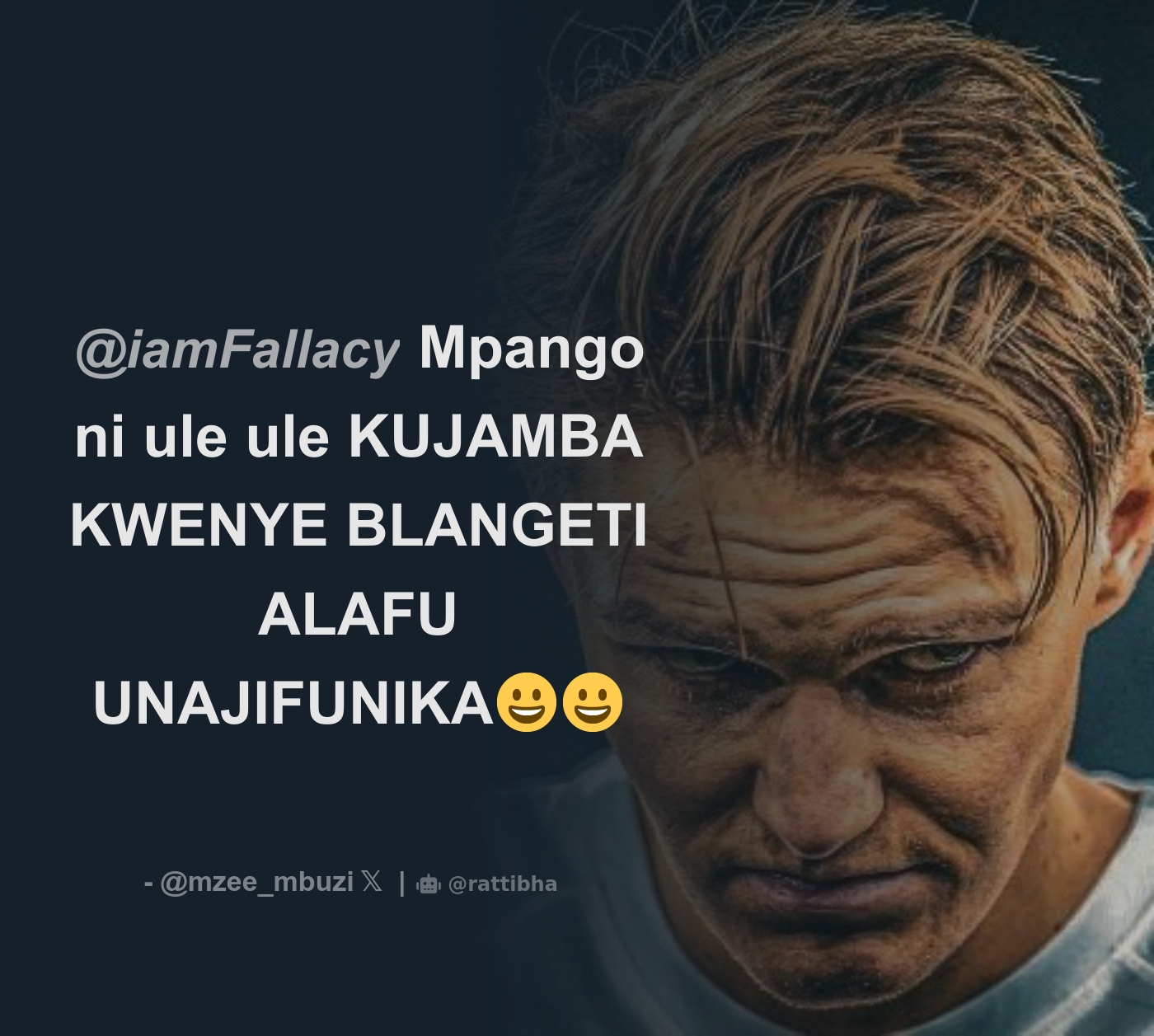 @iamFallacy Mpango ni ule ule KUJAMBA KWENYE BLANGETI ALAFU UNAJIFUNIKA ...