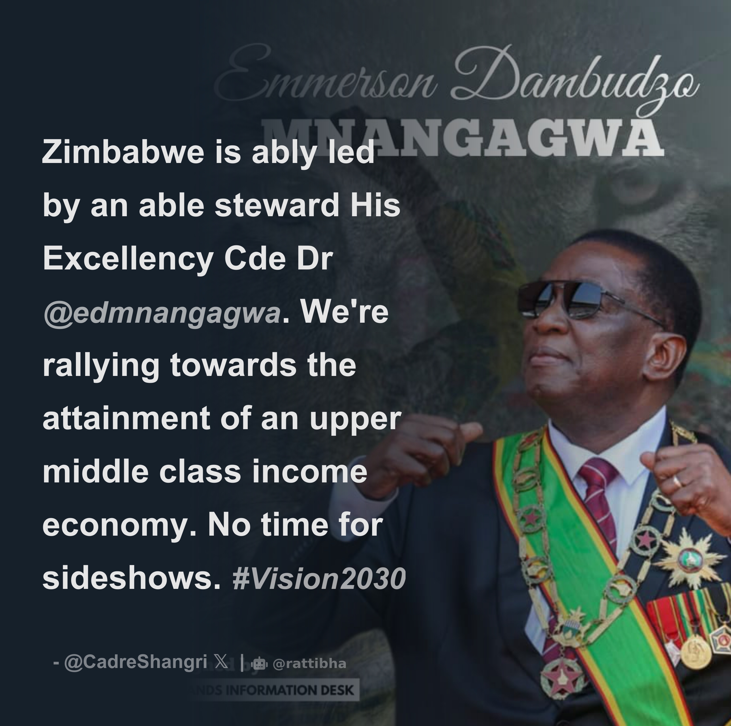 Zimbabwe is ably led by an able steward His Excellency Cde Dr ...