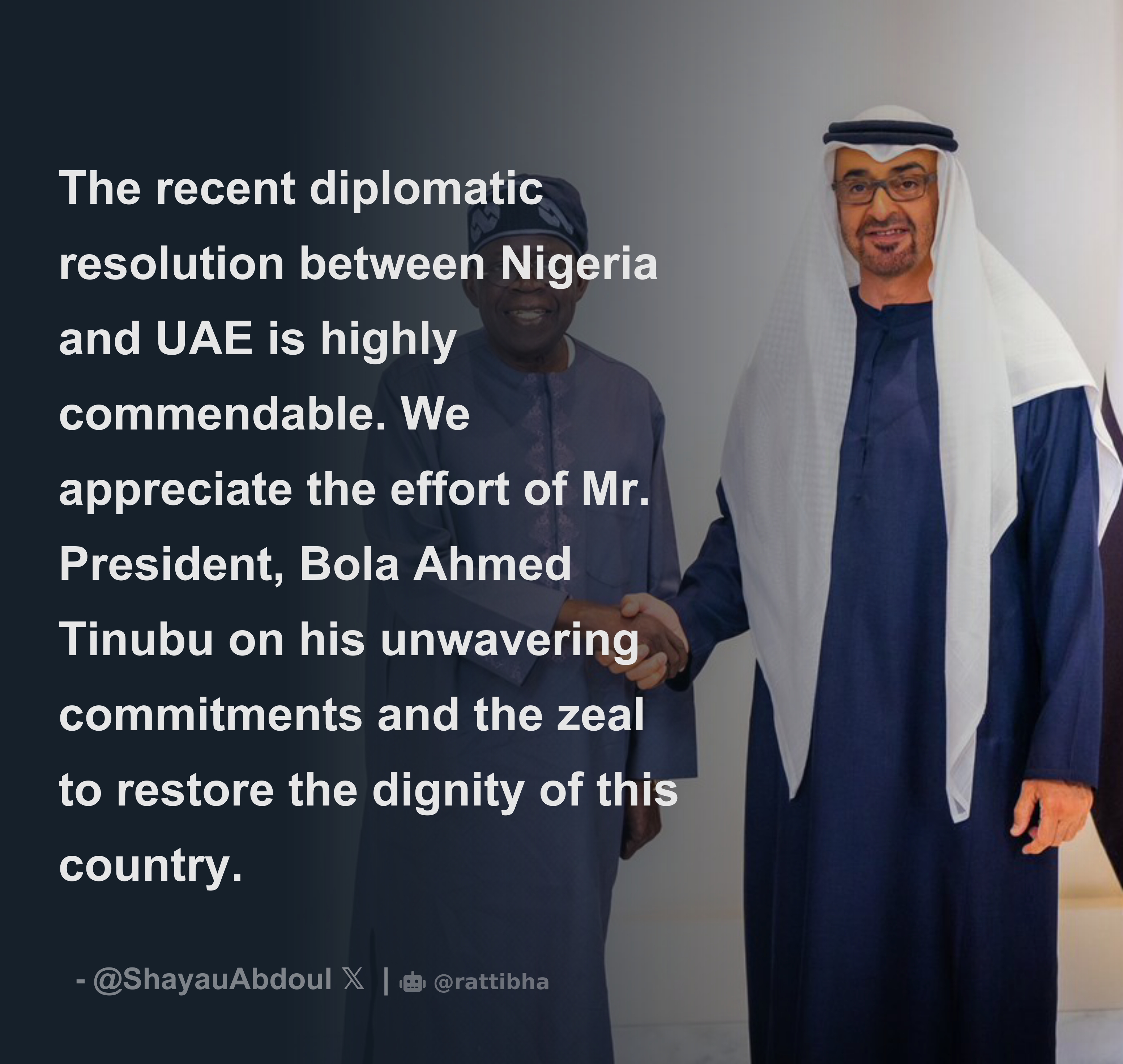 The recent diplomatic resolution between Nigeria and UAE is highly ...
