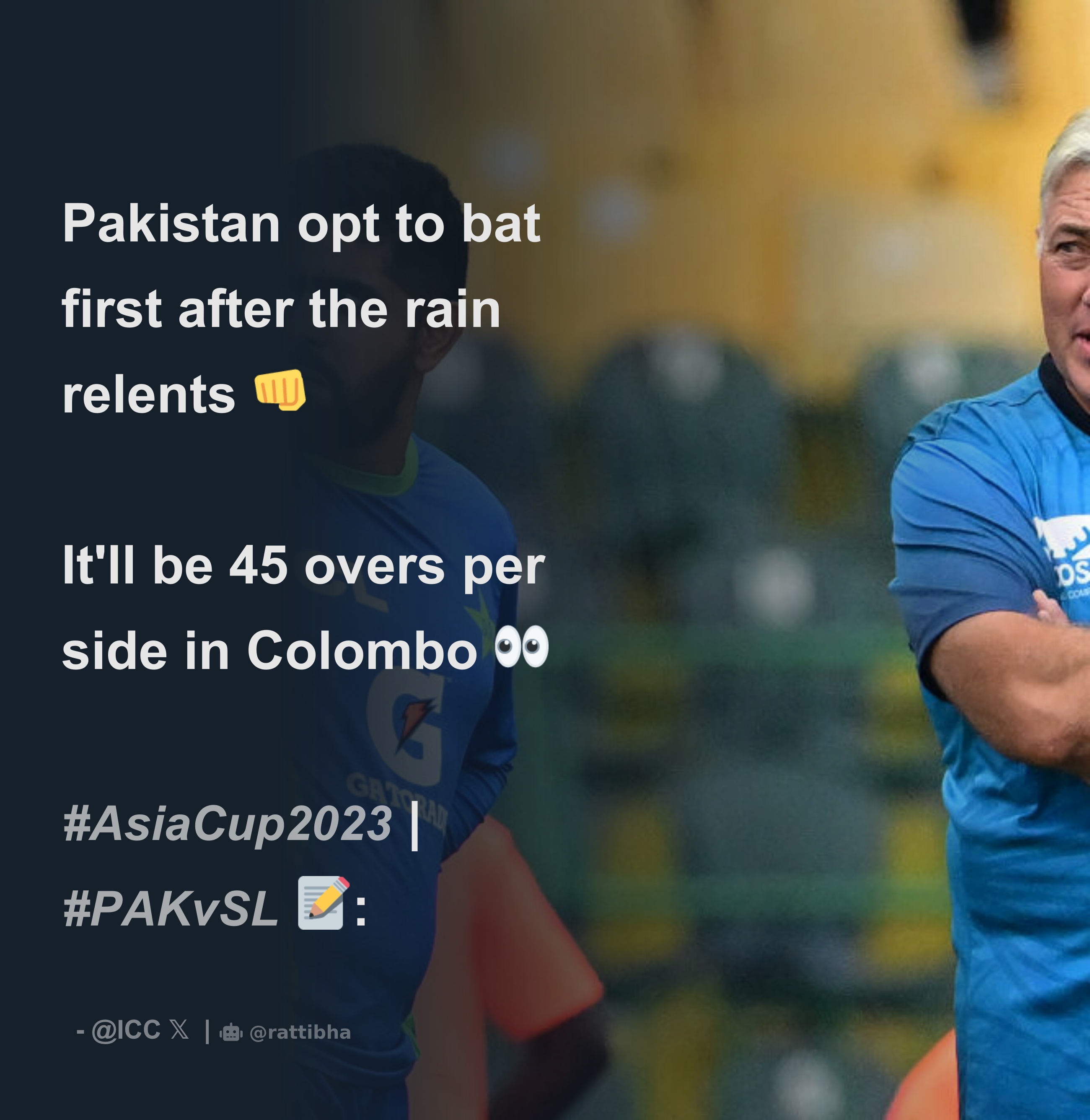 Pakistan opt to bat first after the rain relents 👊 It'll be 45 overs ...