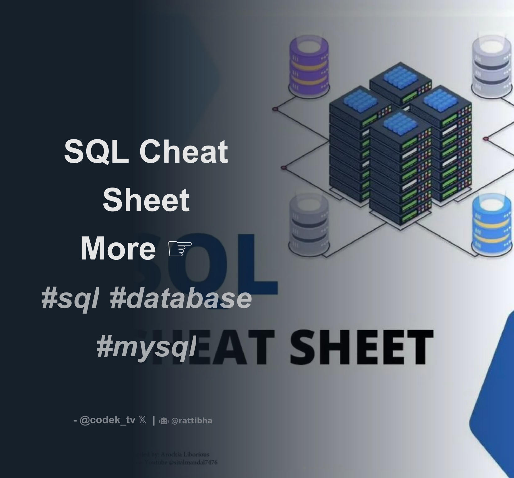 SQL Cheat Sheet More ☞ https://t.co/iHOv2WHa60 #sql #database #mysql - Download Tweet Image from ...