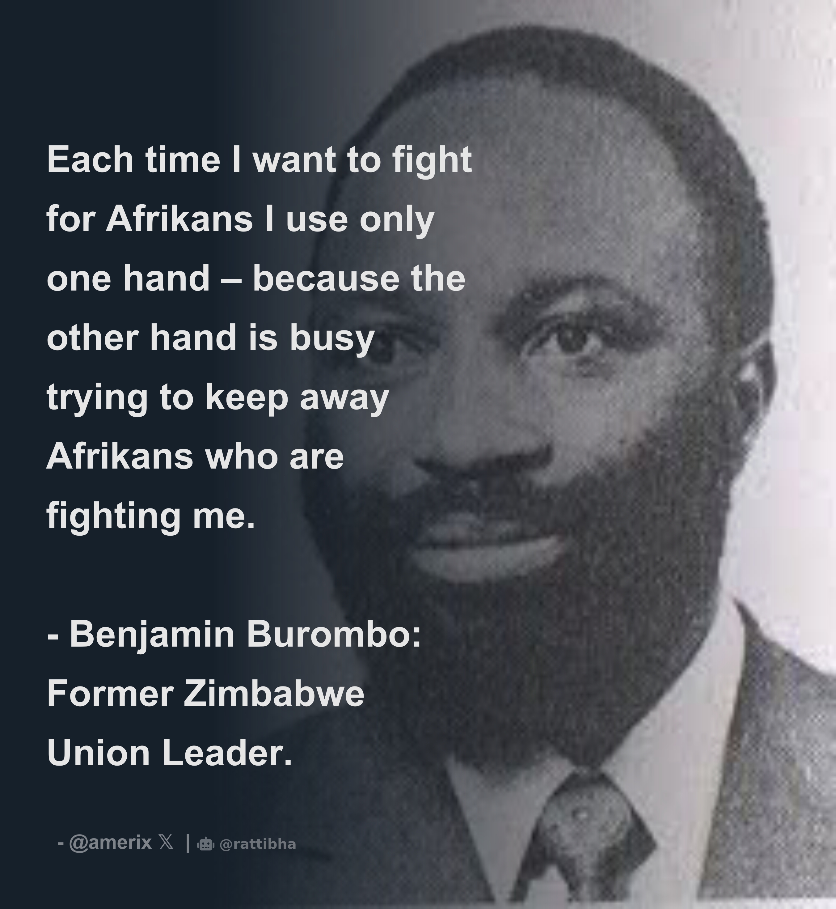 Each time I want to fight for Afrikans I use only one hand – because ...