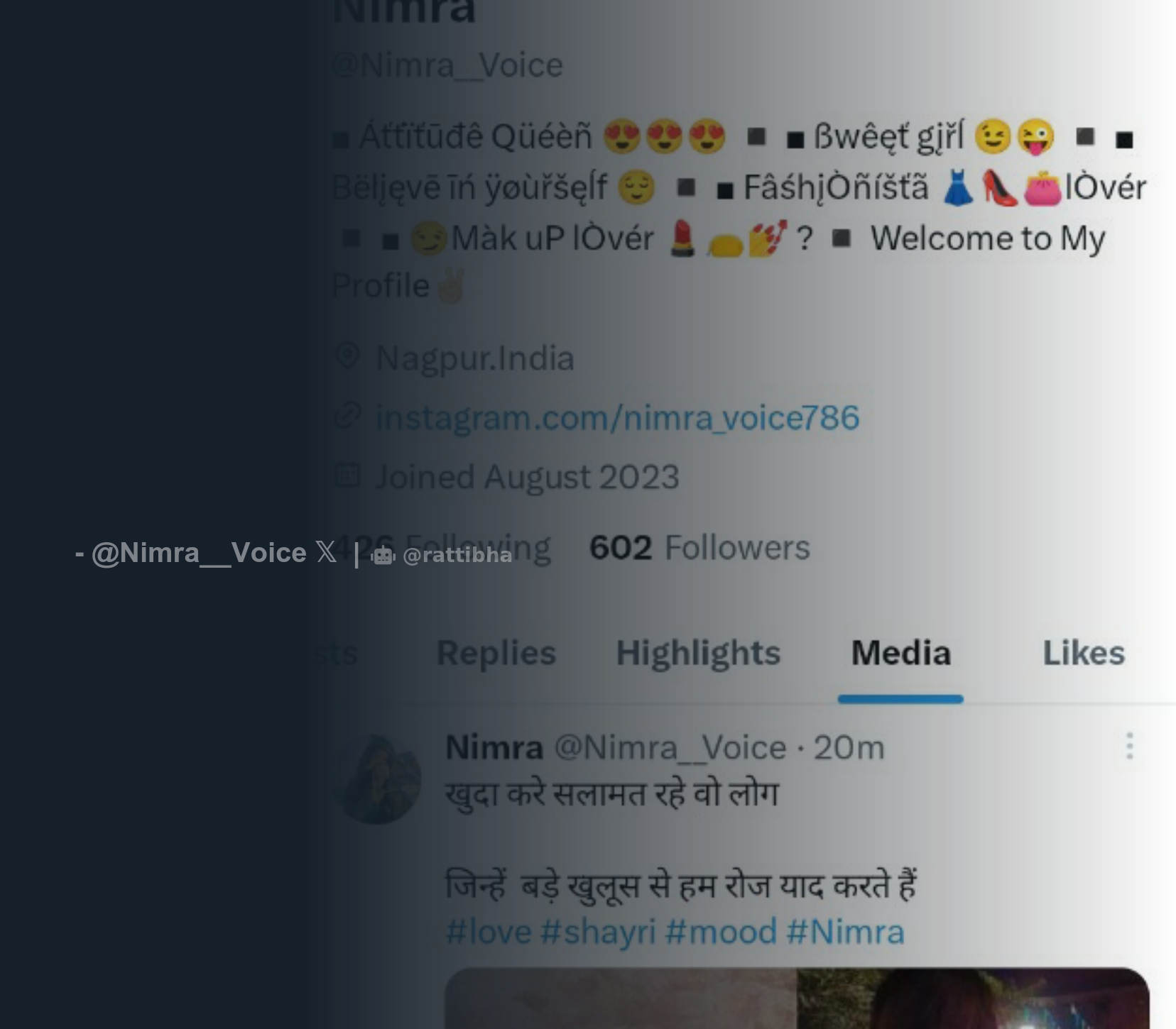 - Thread from Nimra @Nimra__Voice - Rattibha