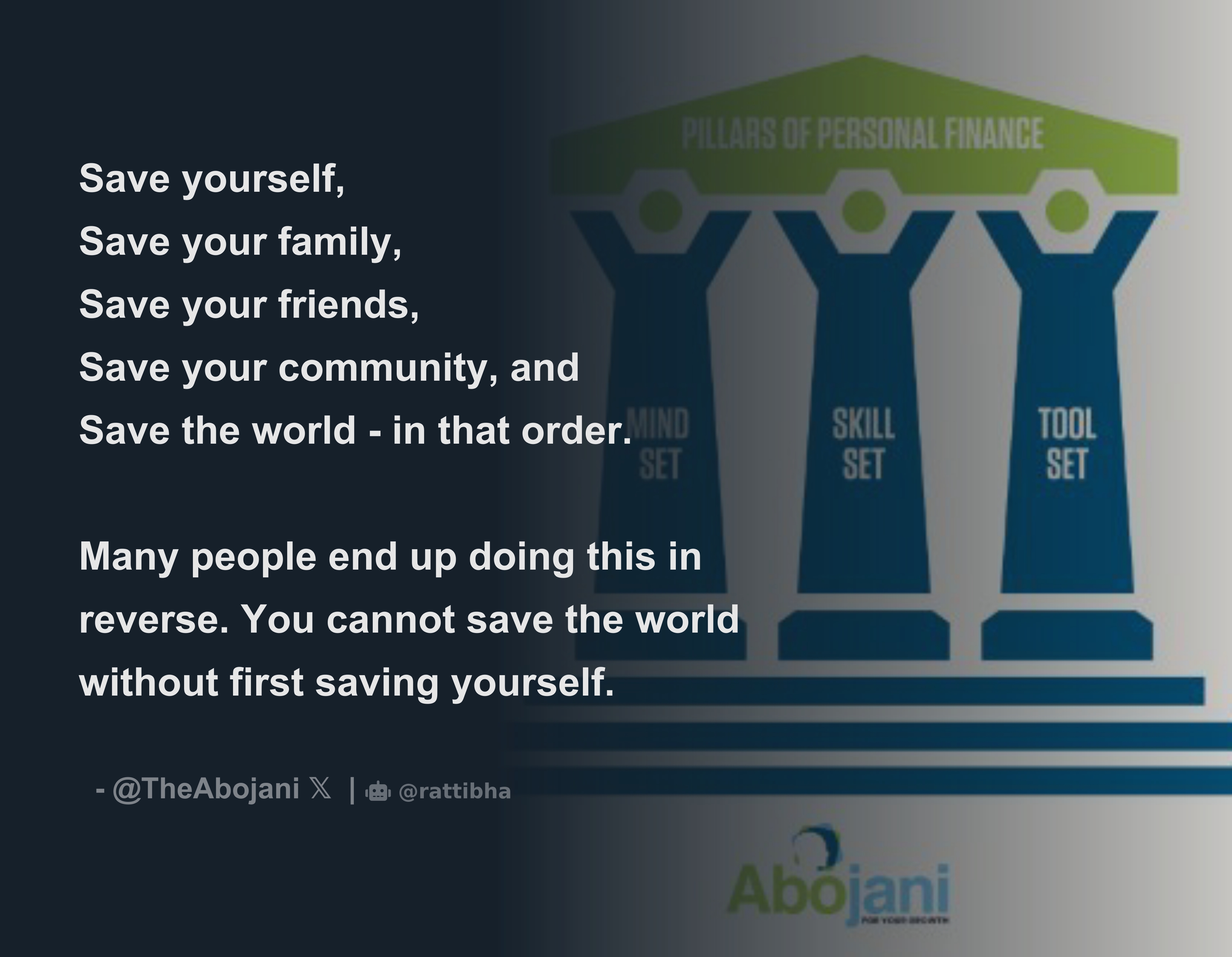 Save yourself, Save your family, Save your friends, Save your community ...