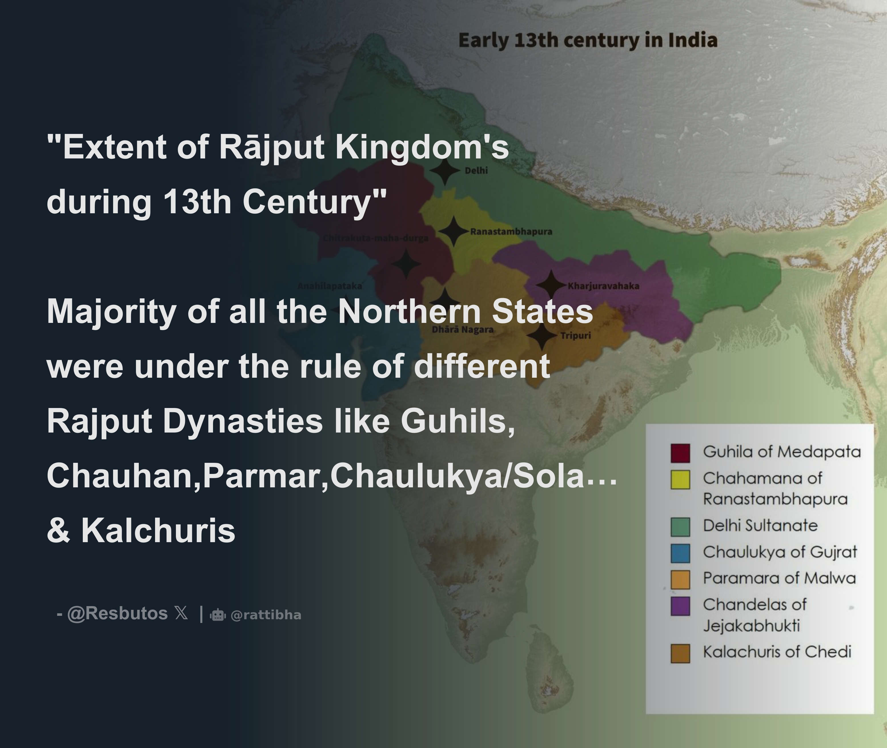 "Extent of Rājput Kingdom's during 13th Century" Majority of all the ...