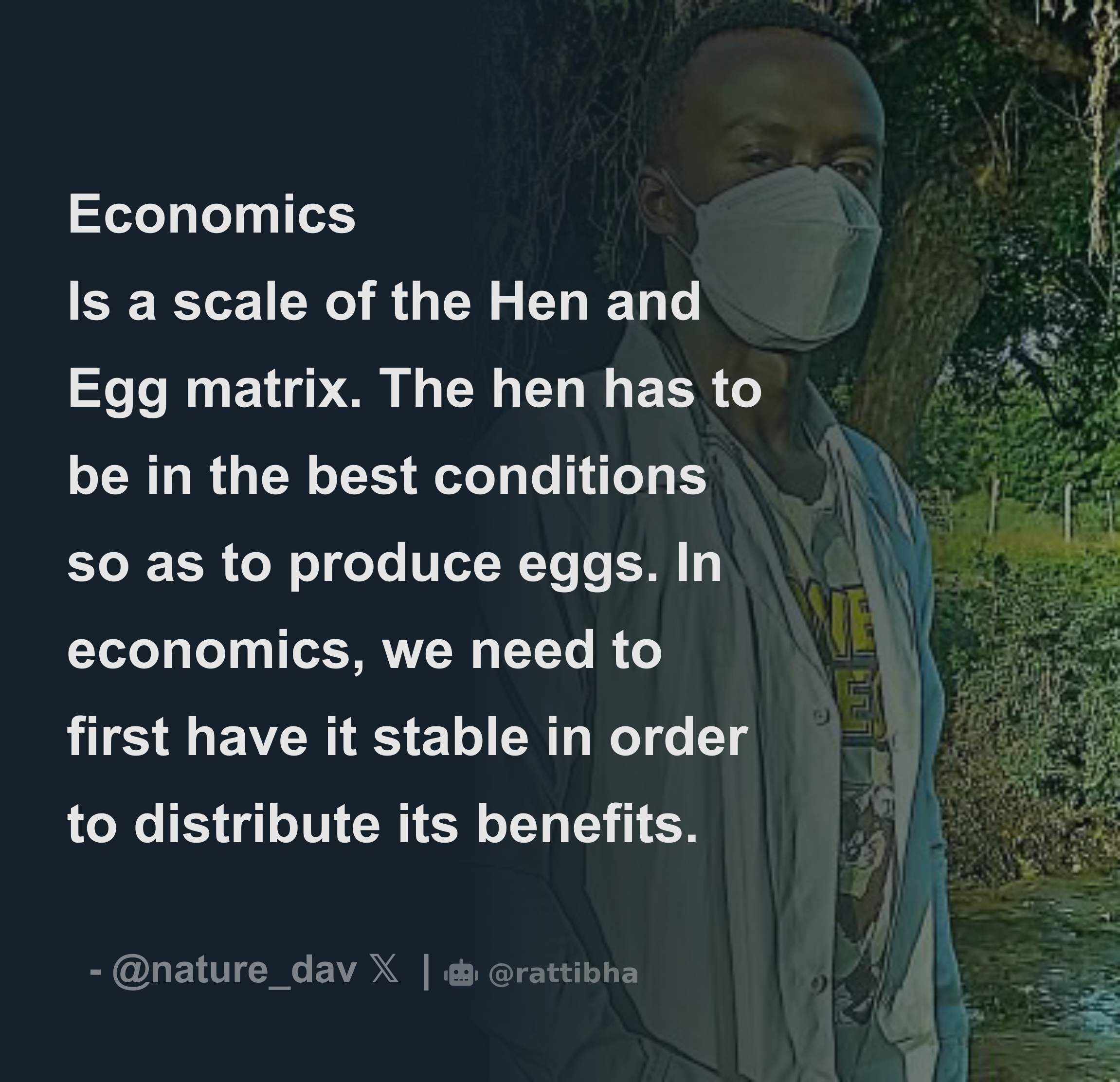 Economics Is a scale of the Hen and Egg matrix. The hen has to be in ...