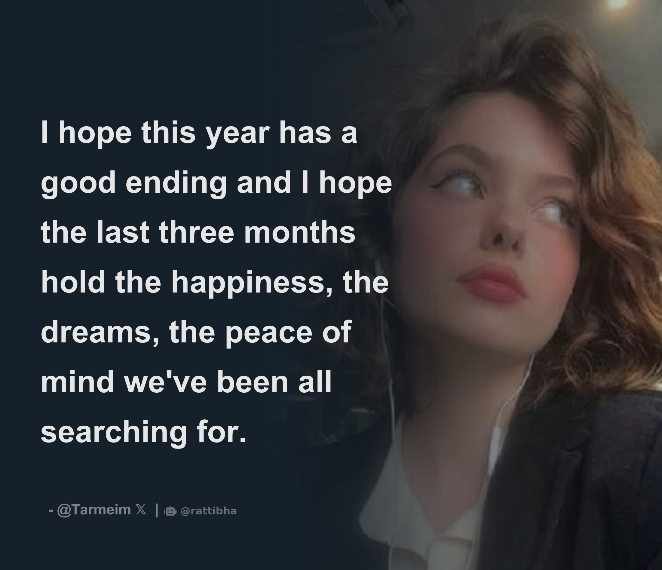 I hope this year has a good ending and I hope the last three months ...