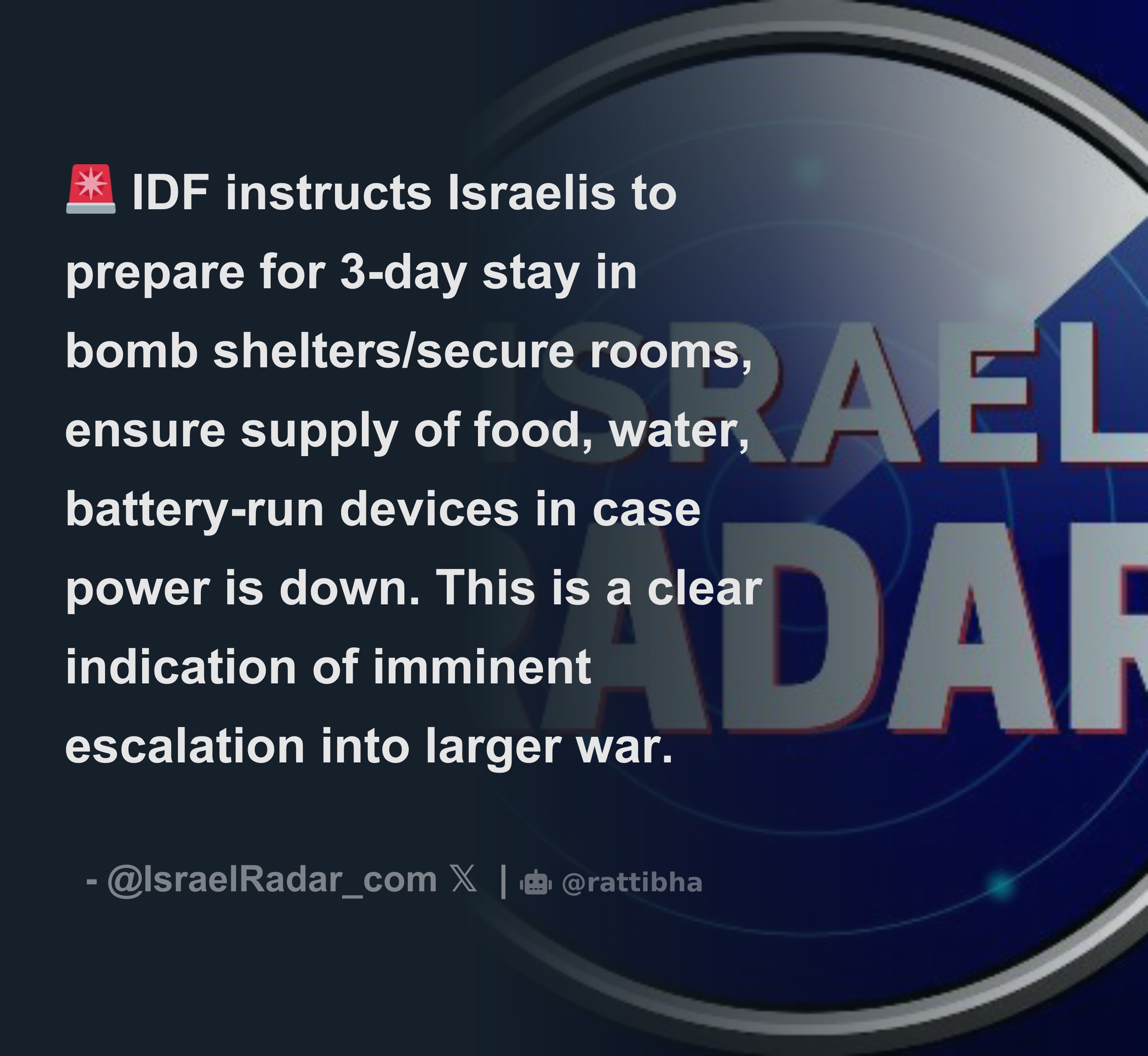 🚨 IDF instructs Israelis to prepare for 3-day stay in bomb shelters ...