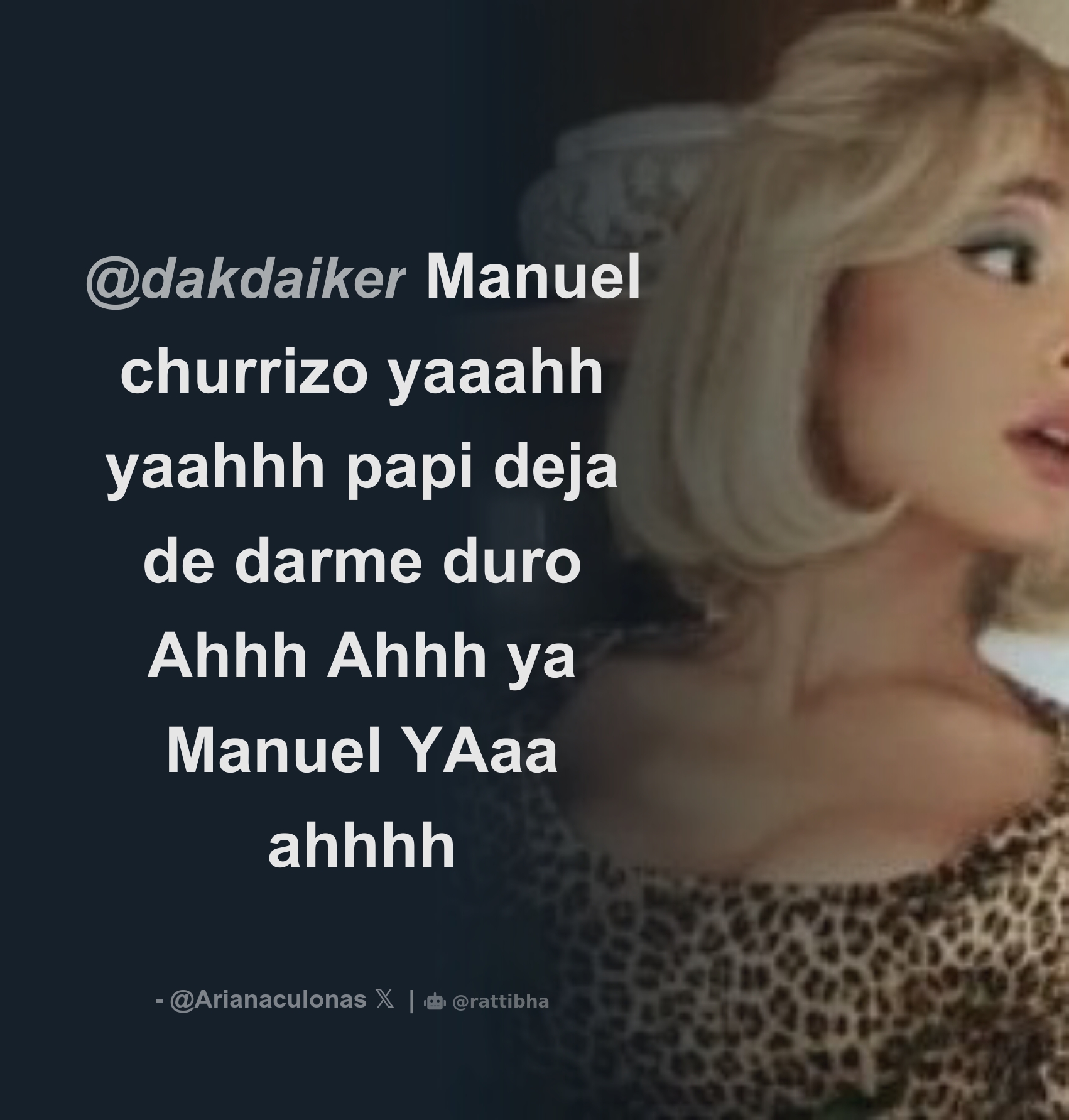 @dakdaiker Manuel churrizo yaaahh yaahhh papi deja de darme duro Ahhh ...