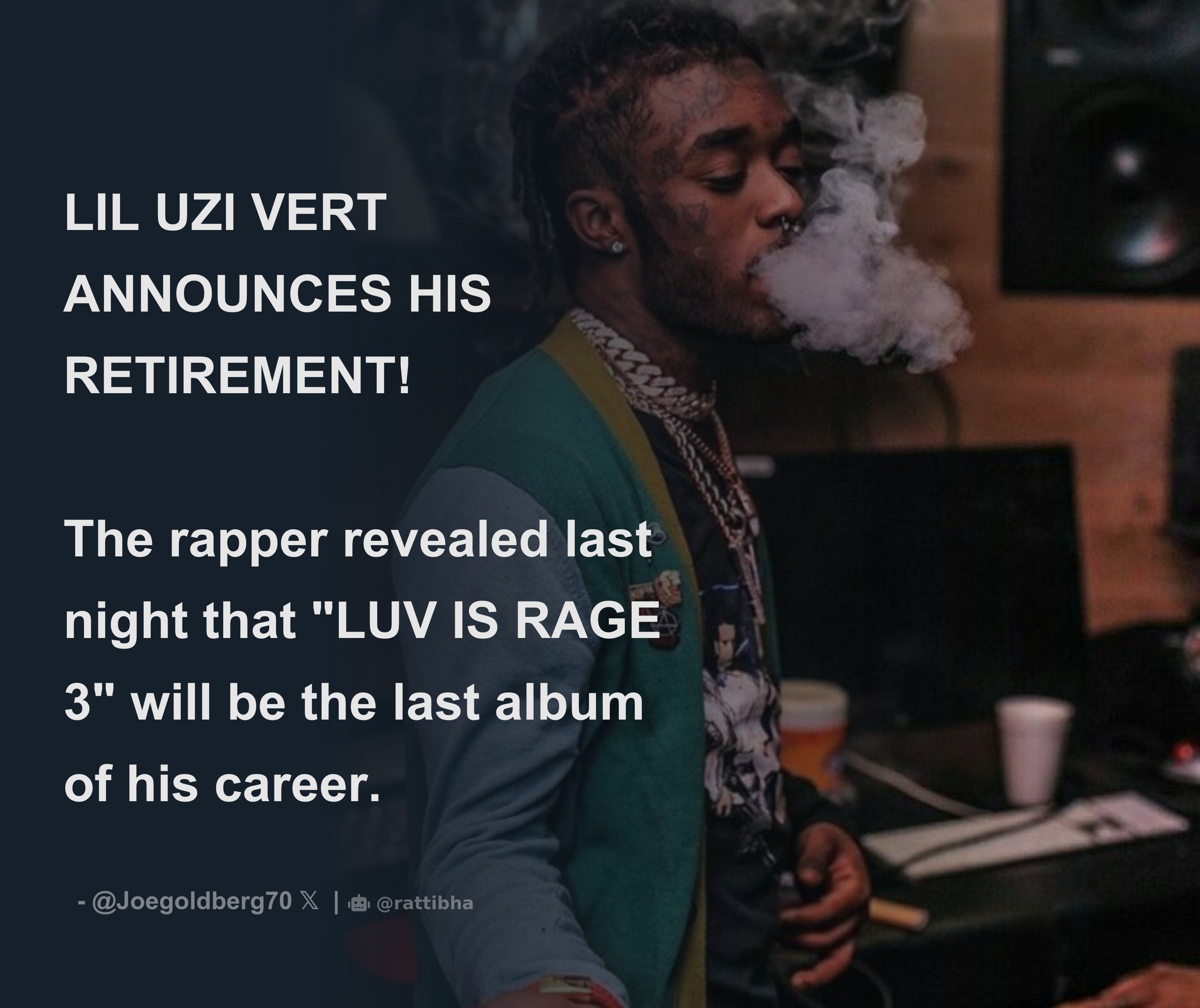 LIL UZI VERT ANNOUNCES HIS RETIREMENT! The rapper revealed last night ...