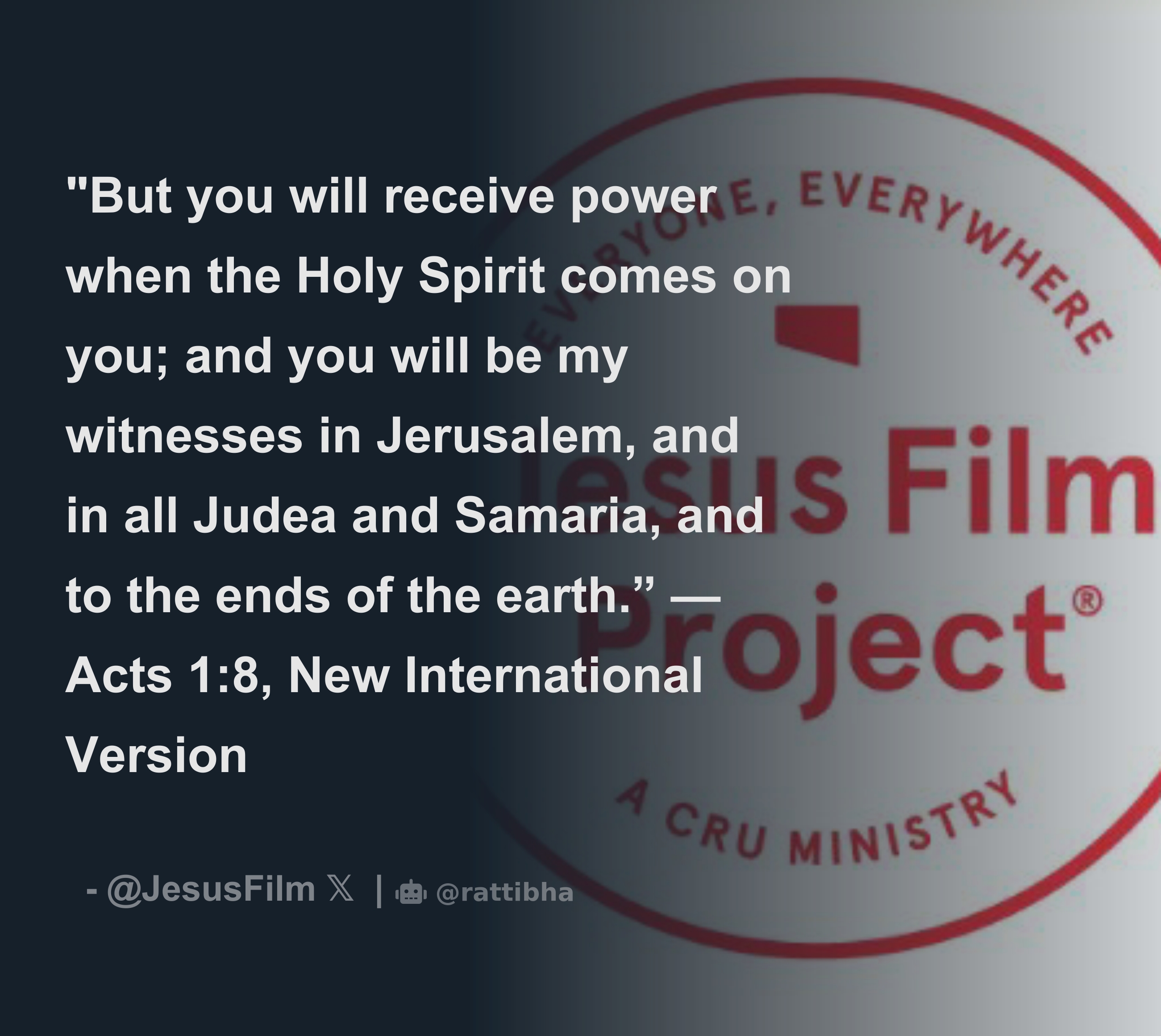 "But you will receive power when the Holy Spirit comes on you; and you ...
