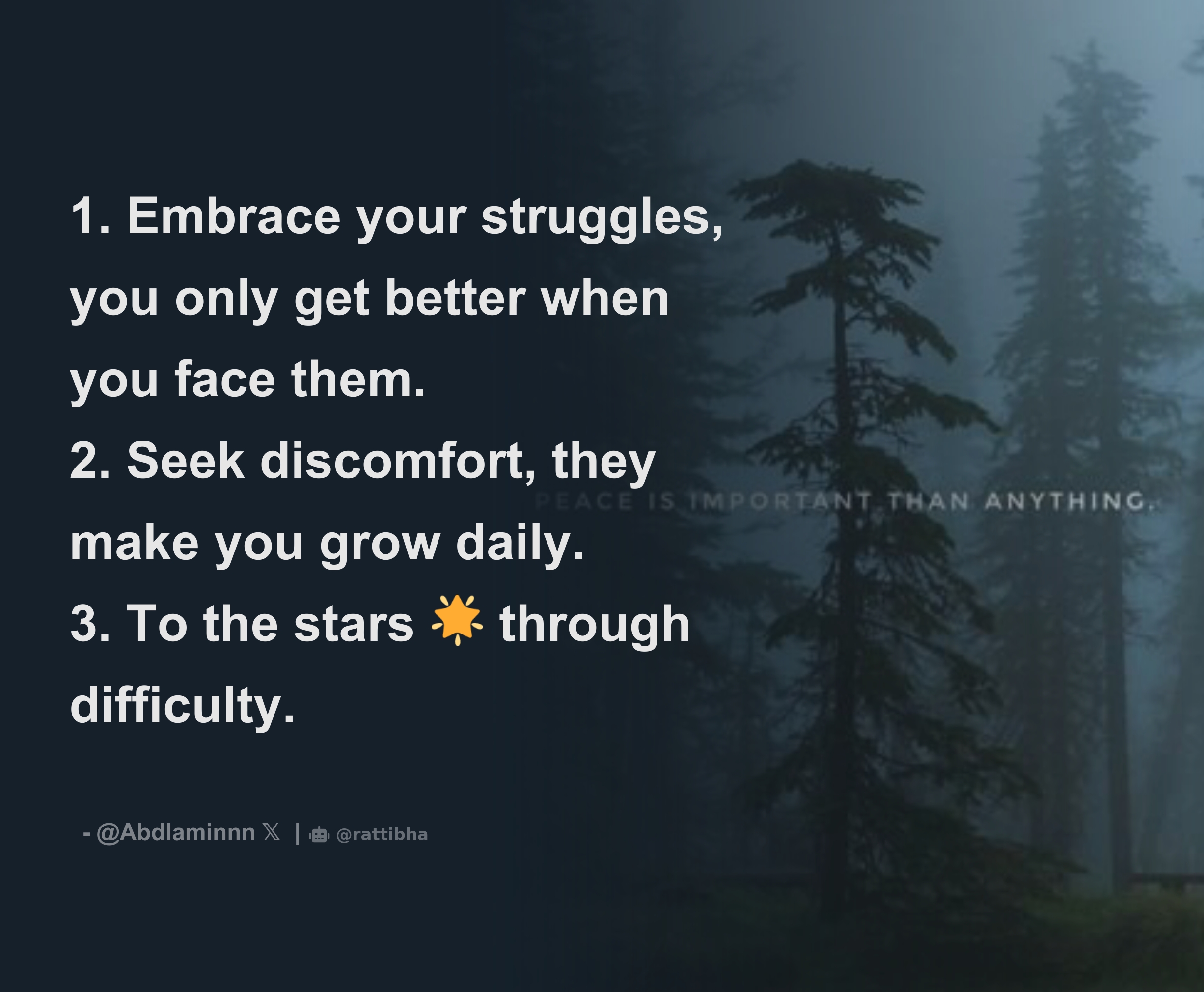 1. Embrace your struggles, you only get better when you face them. 2 ...
