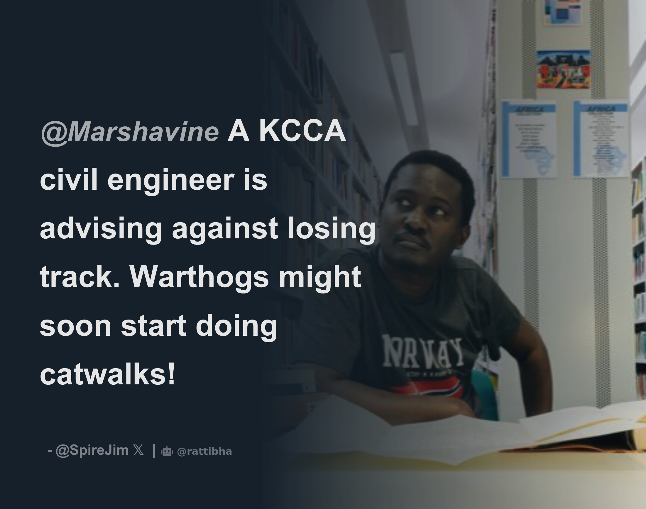 @Marshavine A KCCA civil engineer is advising against losing track ...
