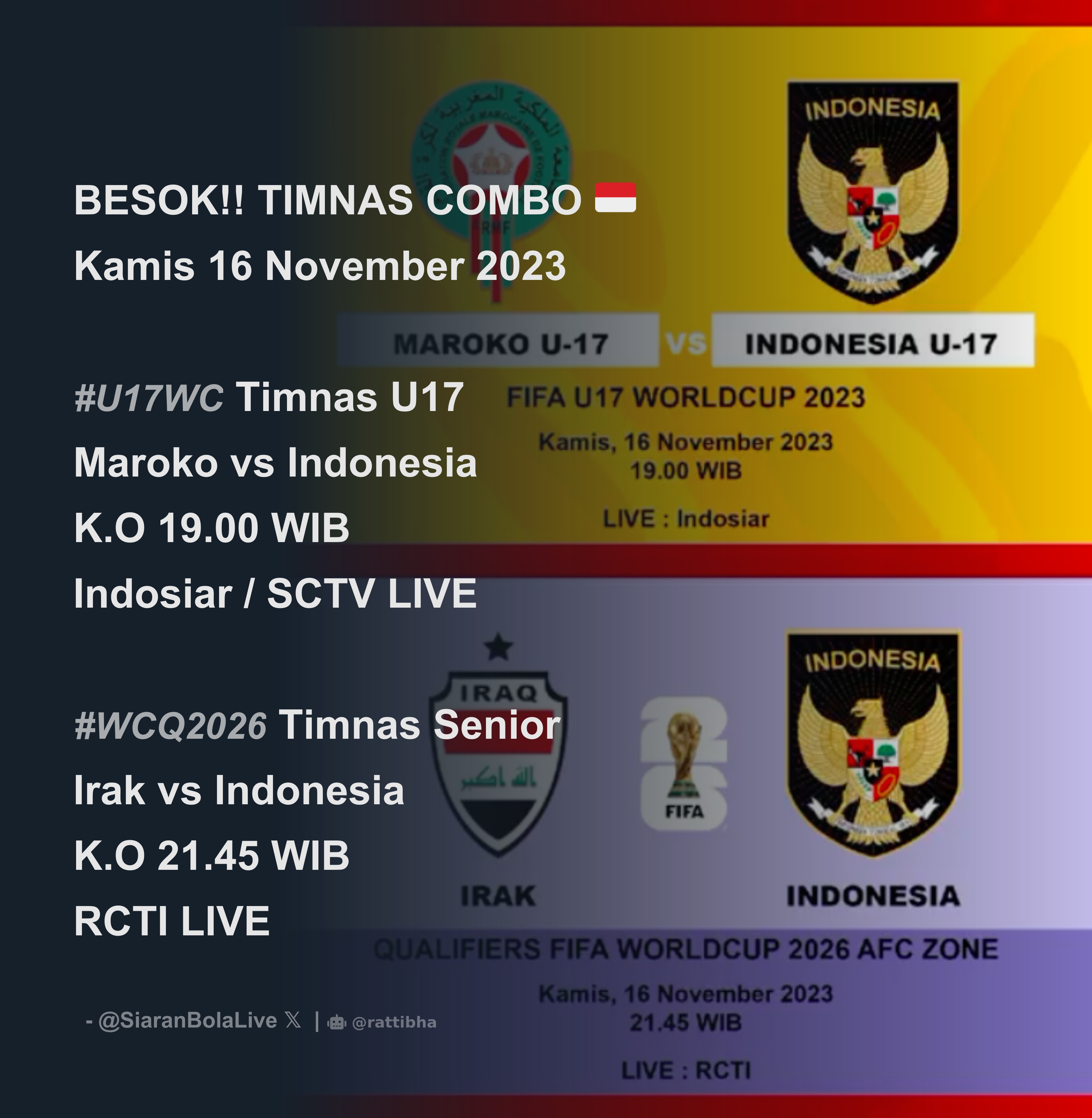 BESOK!! TIMNAS COMBO 🇮🇩 Kamis 16 November 2023 #U17WC Timnas U17 Maroko vs Indonesia K.O 19.00 ...
