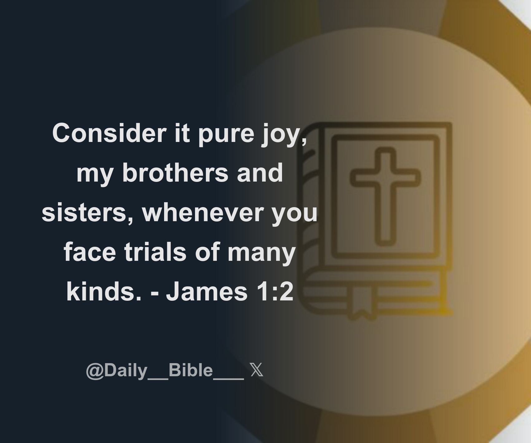 Consider it pure joy, my brothers and sisters, whenever you face trials of many kinds. - James 1 ...