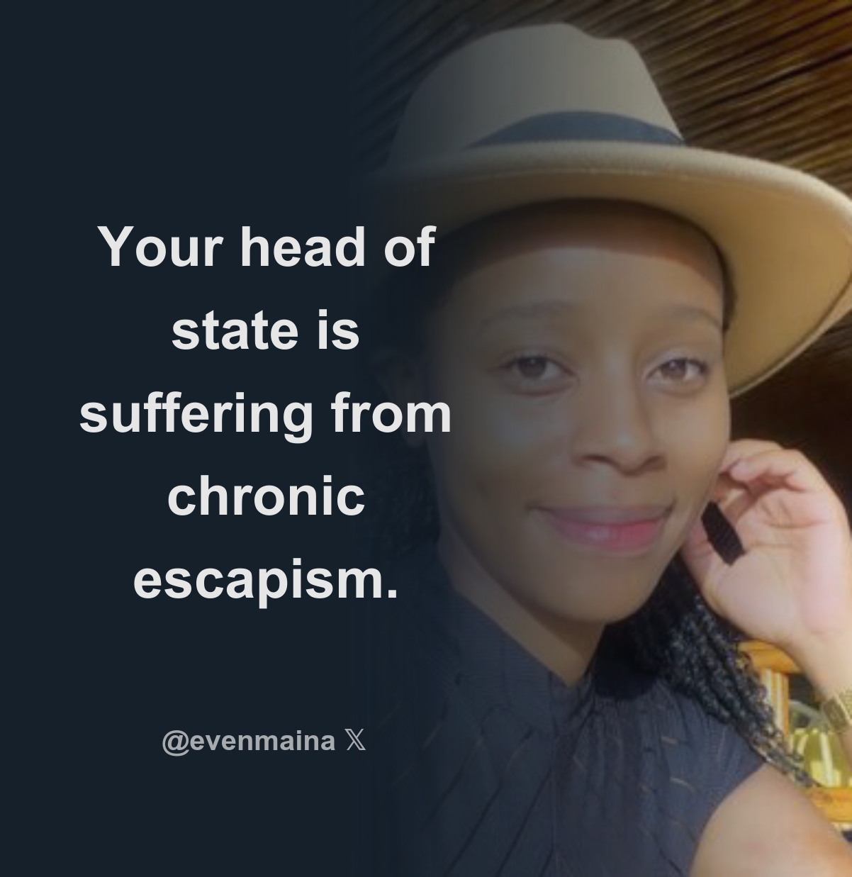 Your head of state is suffering from chronic escapism. - Thread from ...