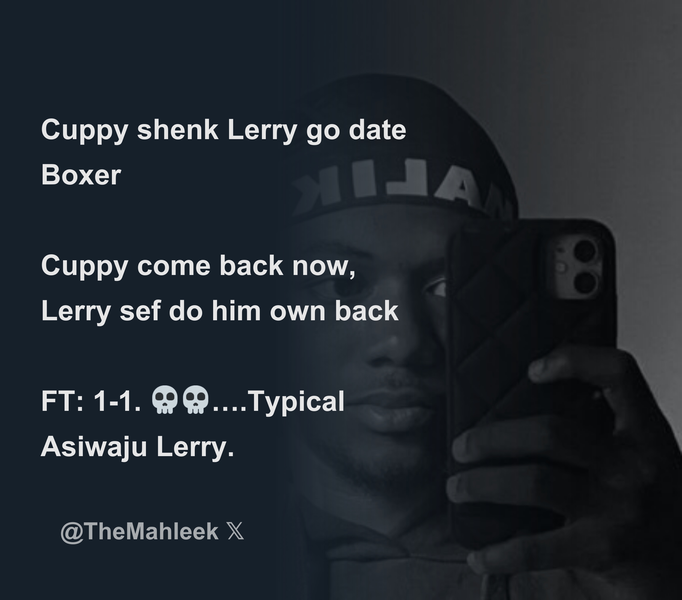 Cuppy shenk Lerry go date Boxer Cuppy come back now, Lerry sef do him ...