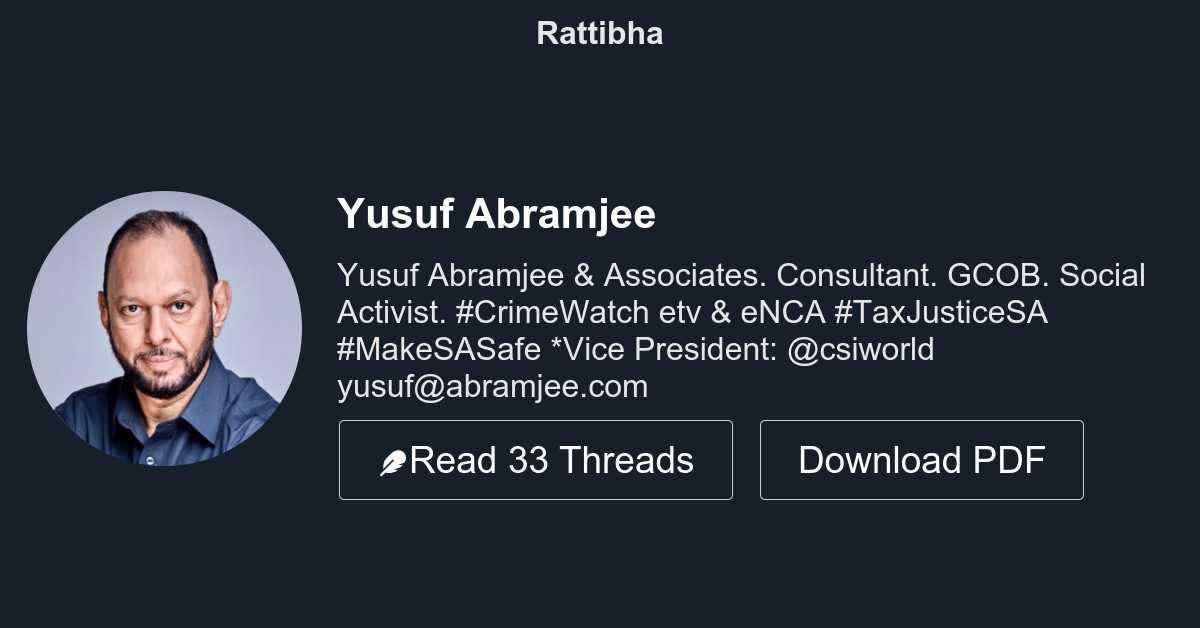 Threads from Yusuf Abramjee - Rattibha