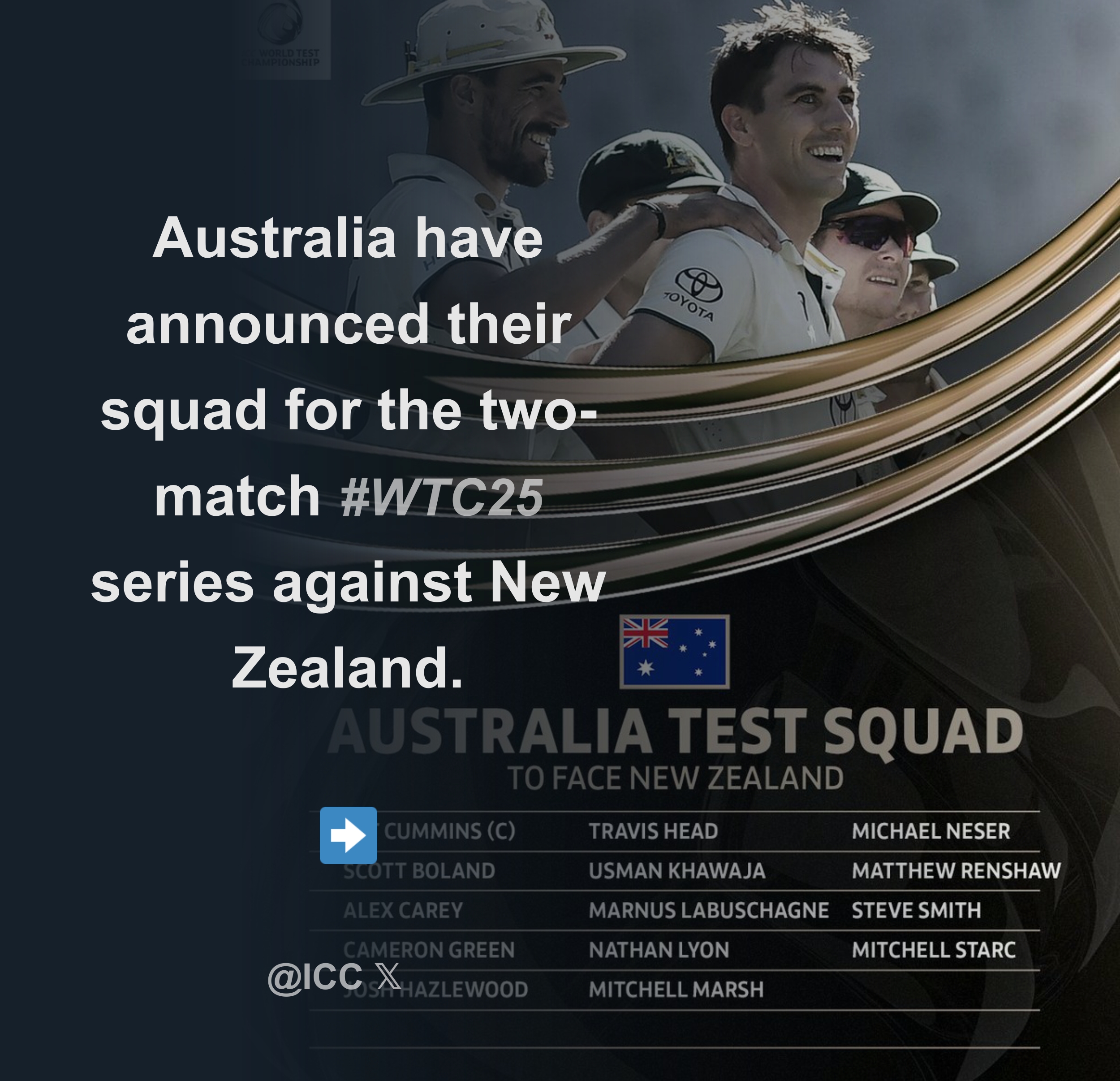 Australia have announced their squad for the two-match #WTC25 series ...