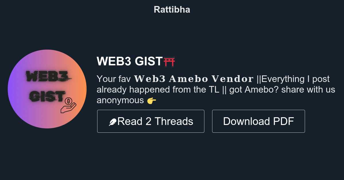Threads from WEB3 GIST⛩️ - Rattibha