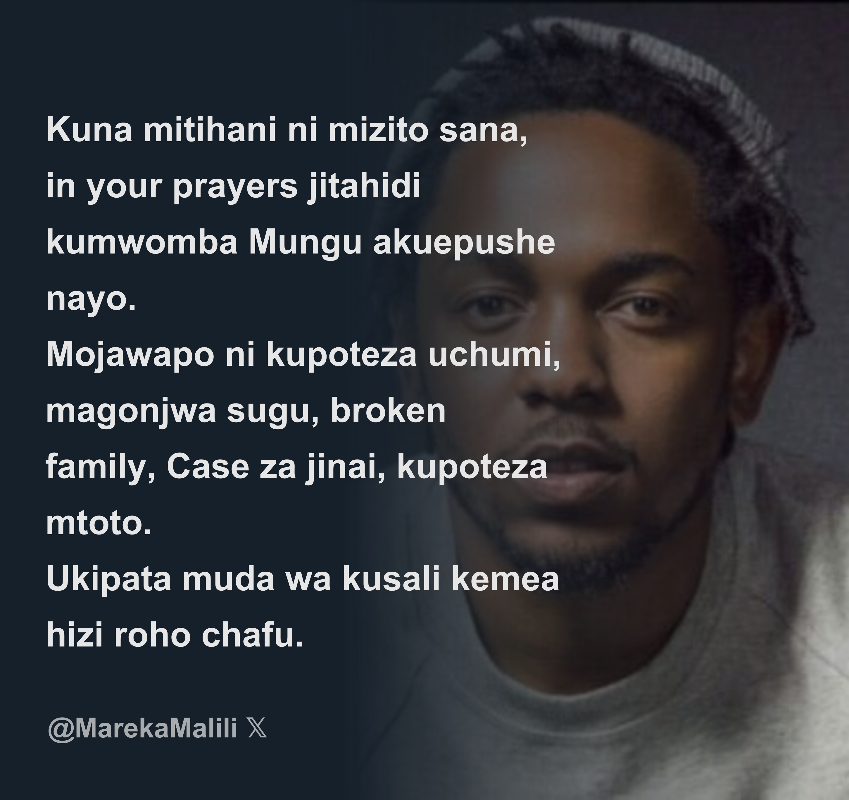 Kuna mitihani ni mizito sana, in your prayers jitahidi kumwomba Mungu ...