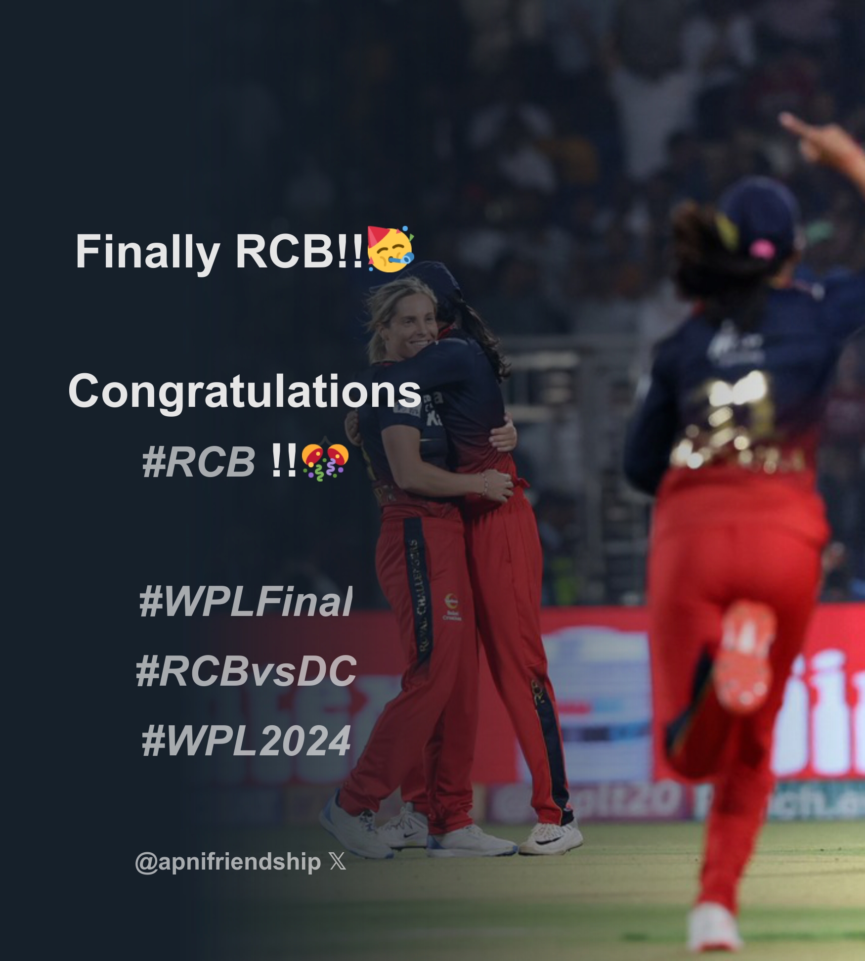 Finally RCB!!🥳 Congratulations #RCB !!🎊 #WPLFinal #RCBvsDC #WPL2024 ...