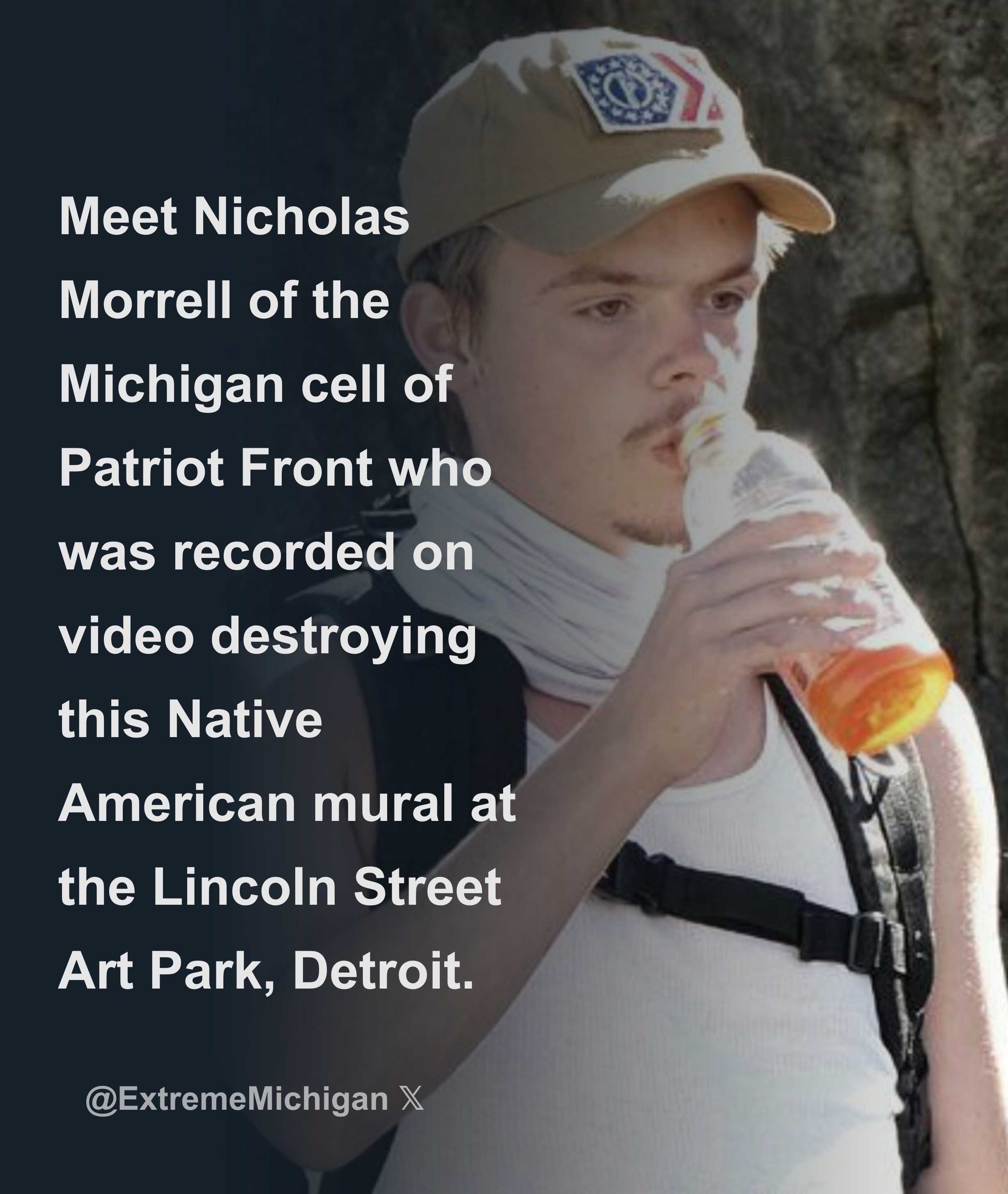 Meet Nicholas Morrell of the Michigan cell of Patriot Front who was recorded on video destroying ...