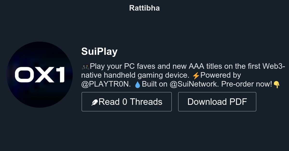 Threads from SuiPlay - Rattibha