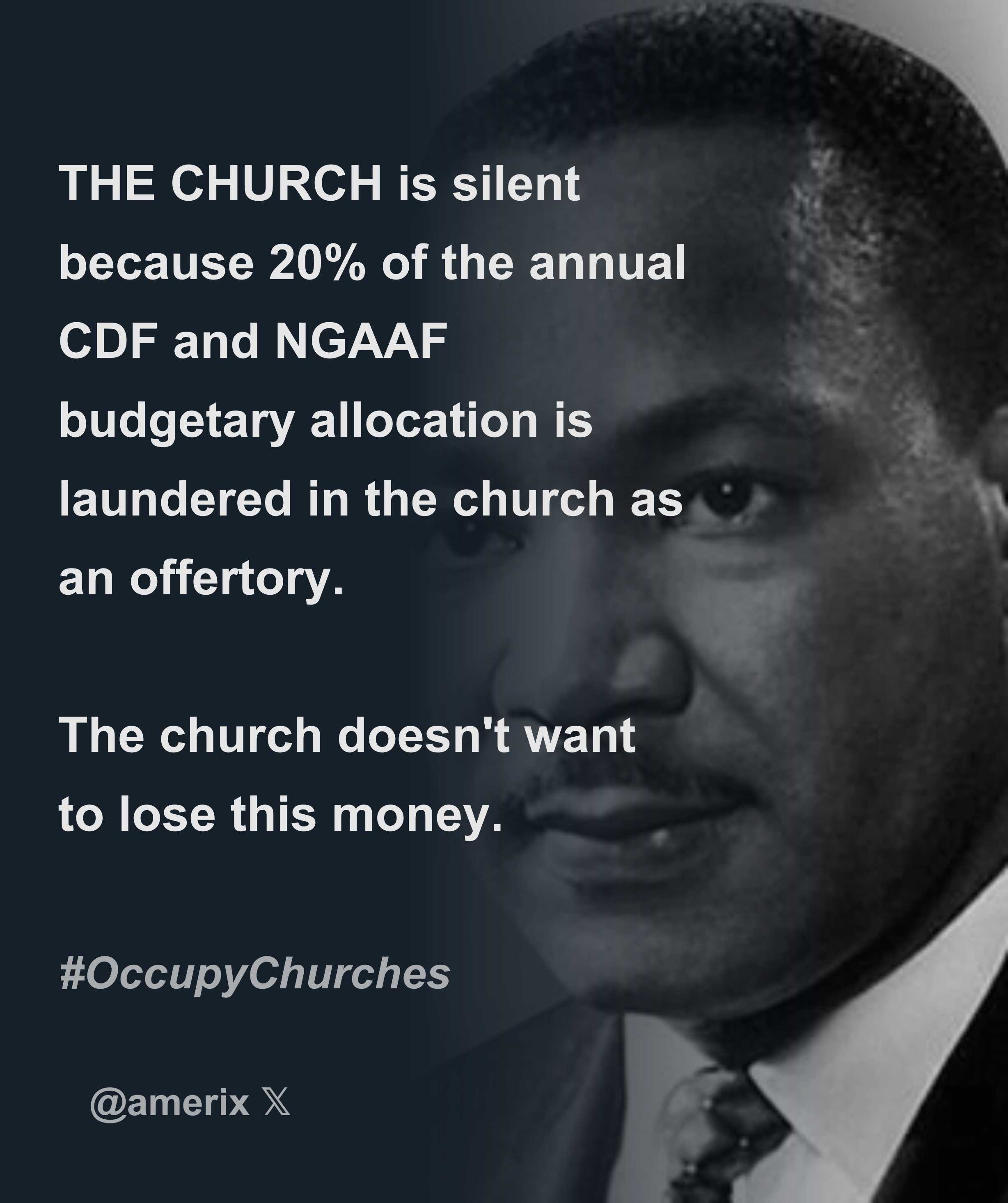 THE CHURCH is silent because 20% of the annual CDF and NGAAF budgetary ...