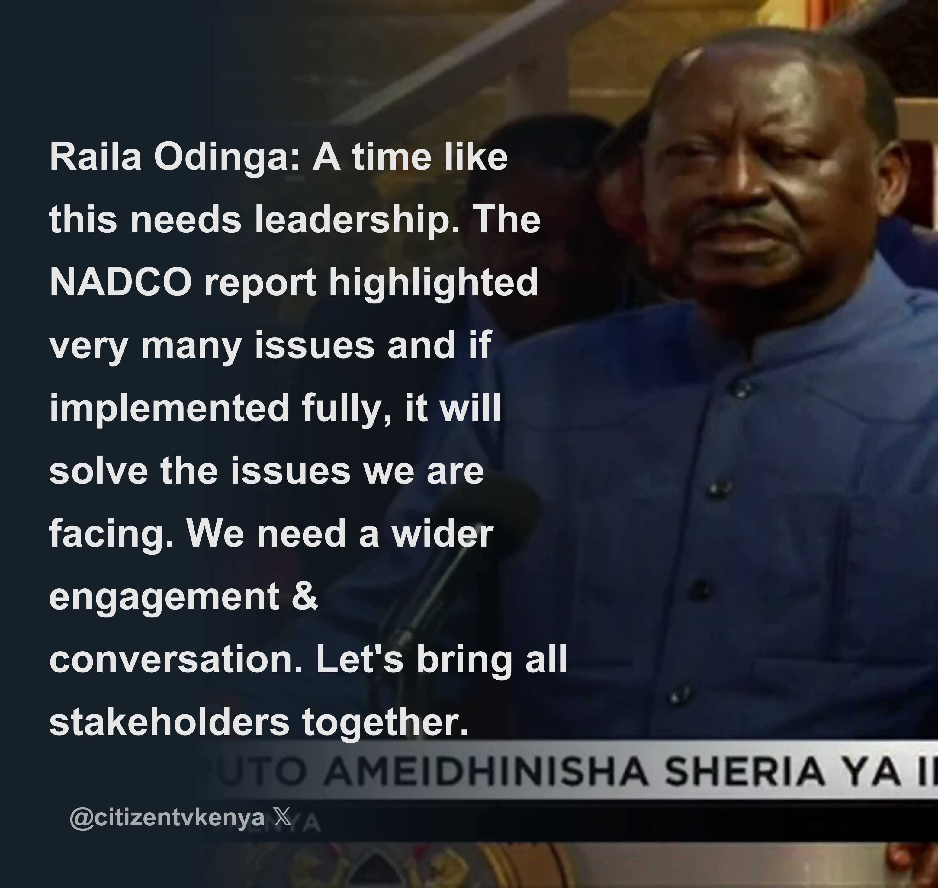 Raila Odinga: A time like this needs leadership. The NADCO report ...